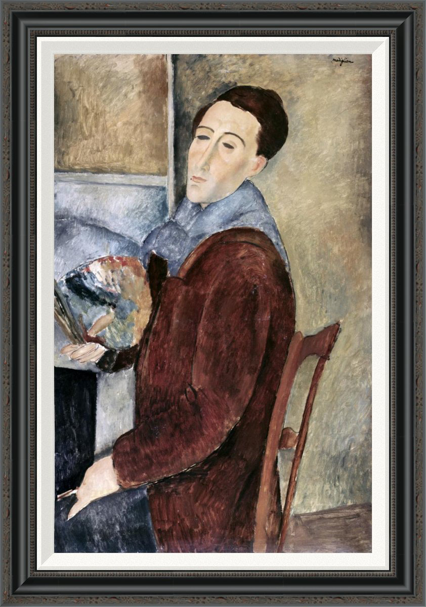 Global Gallery 'Self-Portrait' by Amedeo Modigliani Framed Painting ...