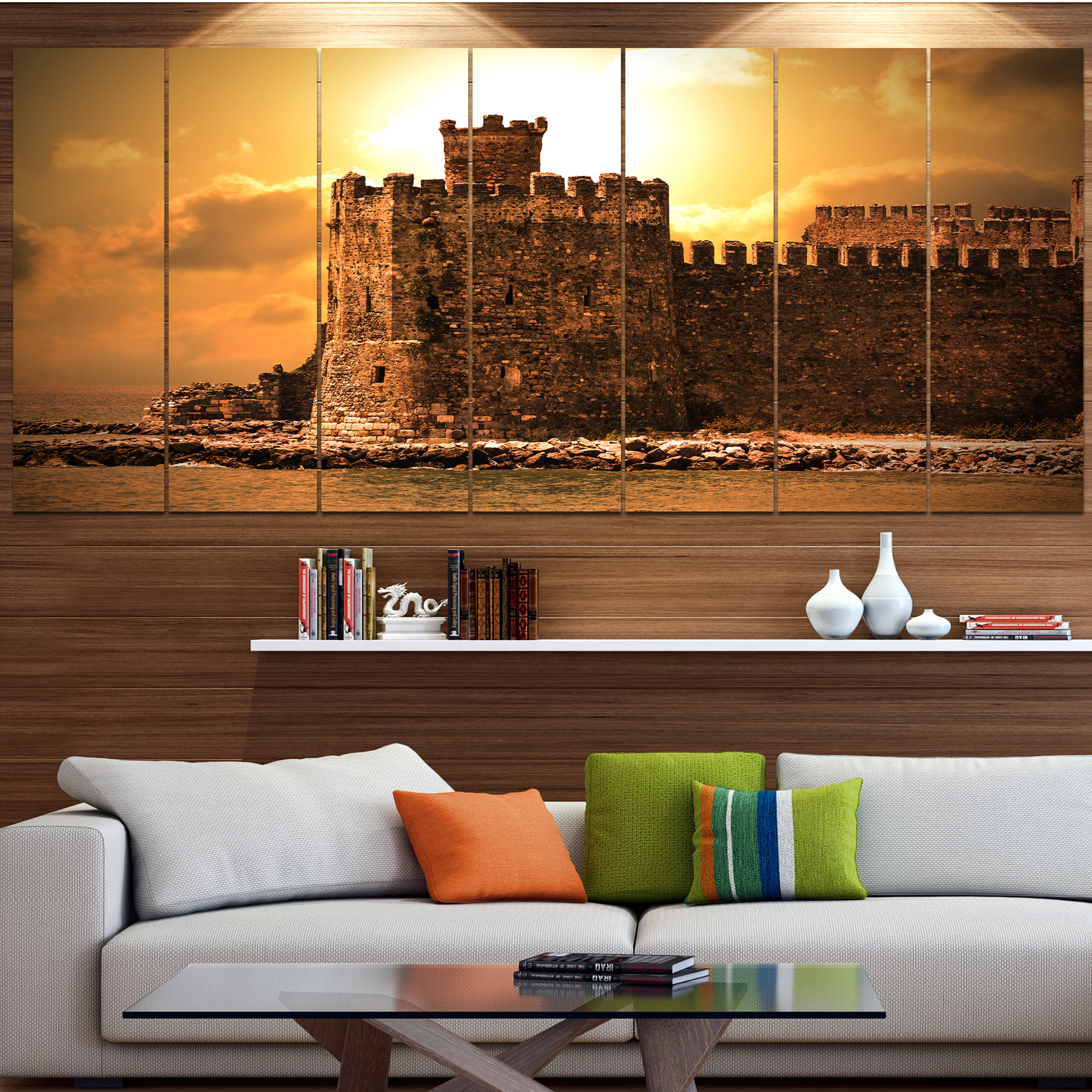 Design Art 'Old Castle at Sunset' Photographic Print Multi-Piece Image ...
