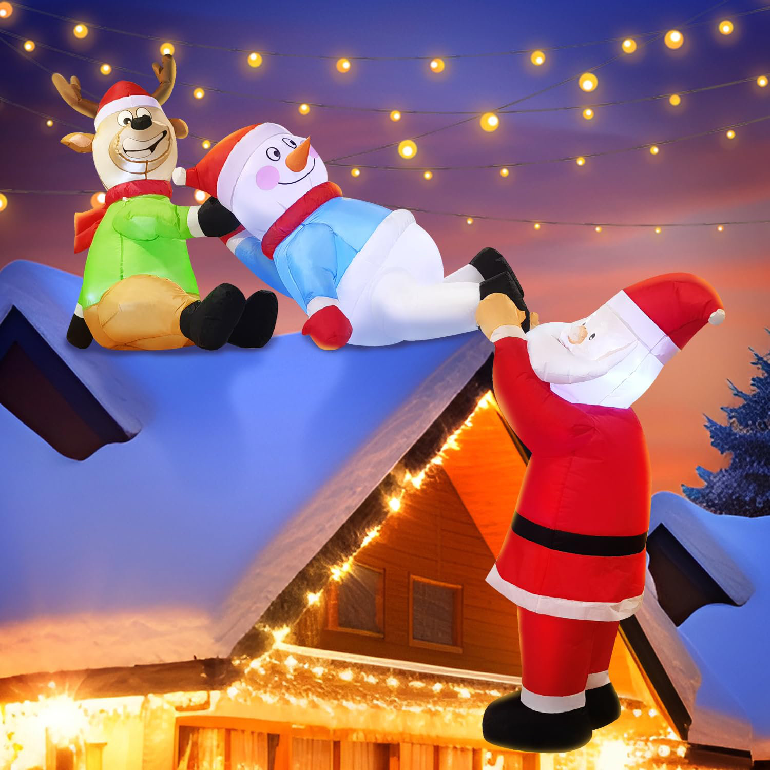 The Holiday Aisle® 8FT Christmas Inflatables Roof Outdoor Decorations ...