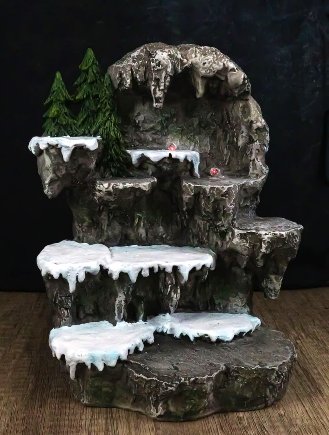 Millwood Pines Snow Capped Wolf Den Rocky Cave Lair With Pine Trees LED ...