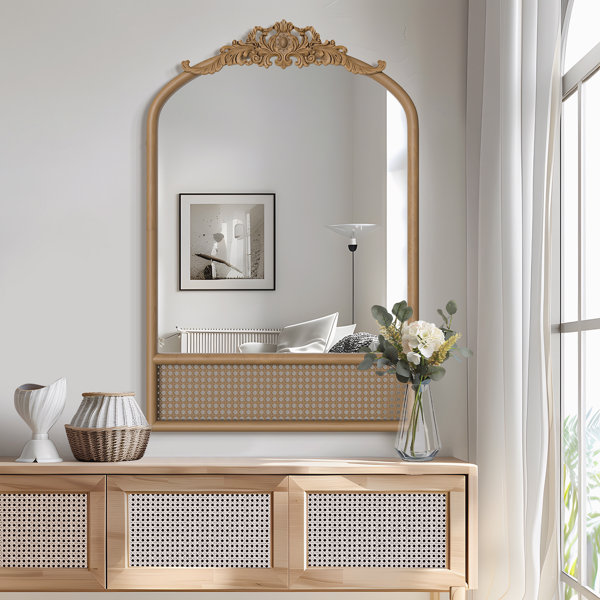 Astoria Grand Solid Wood Carved Rattan Right-Angled Micro-Arch Brown ...