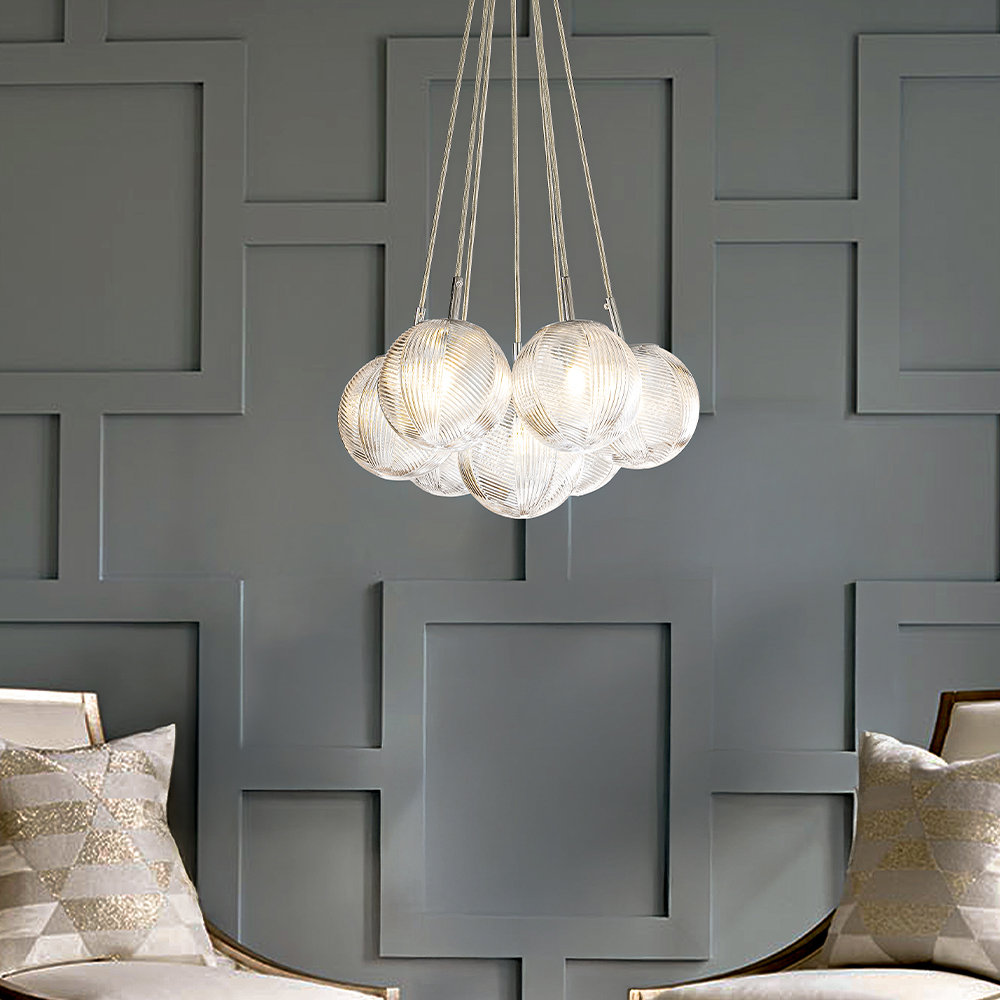 Ebern Designs 7-light Modern Glam Polished Chrome Globe Cluster Pendant ...