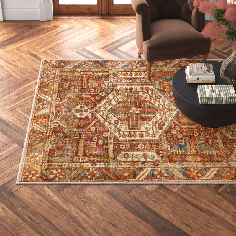 Joss & Main Mags Machine Washable Oriental Brick Red/ Red Area Rug ...