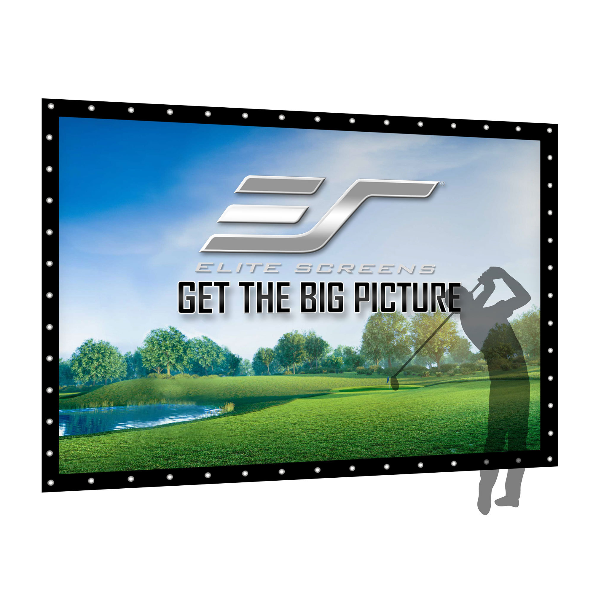 Elite Screens GolfSim DIY White 122" x 100.4" Grommet Hanging Impact ...