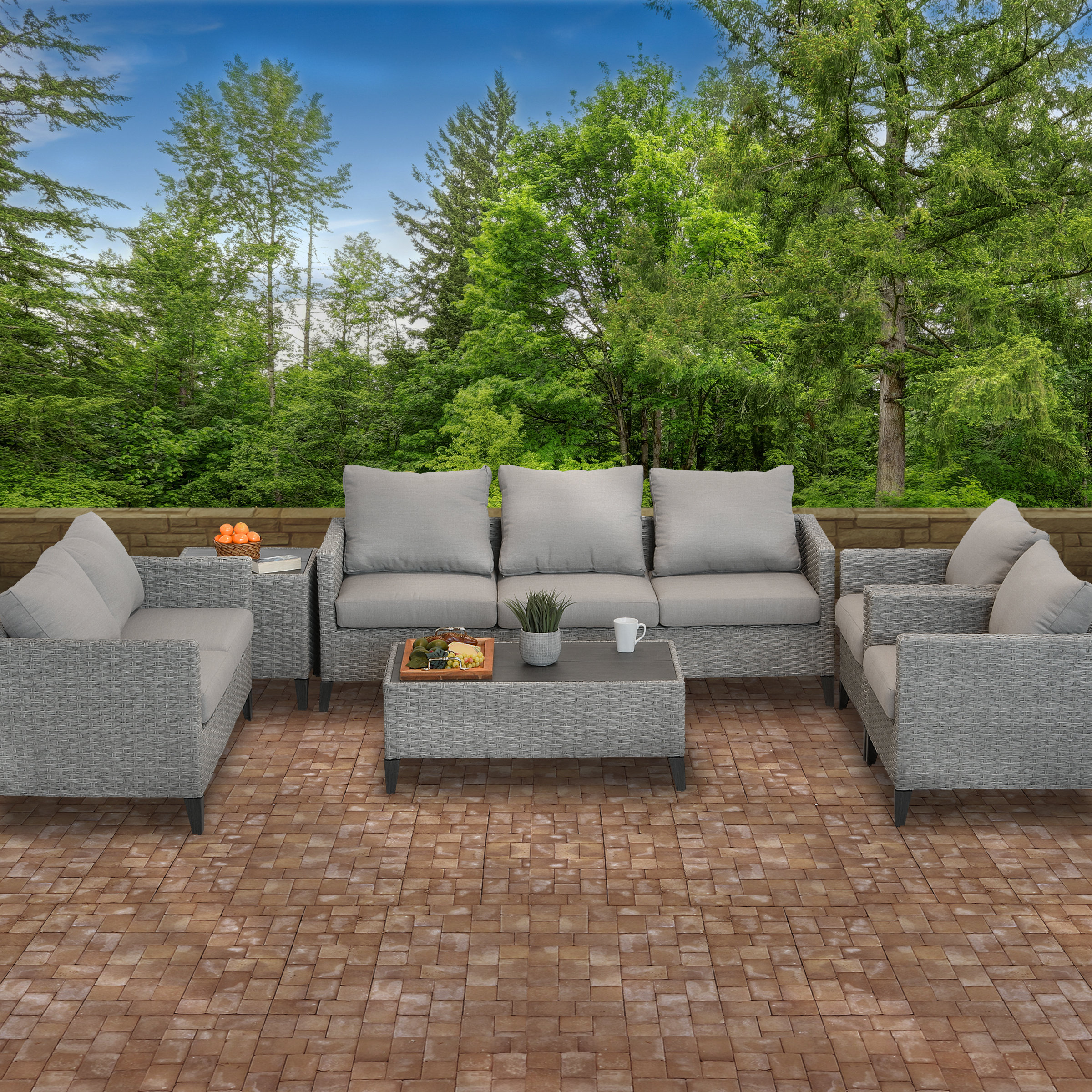National Outdoor Living 7 - Person Outdoor Seating Group with Cushions ...