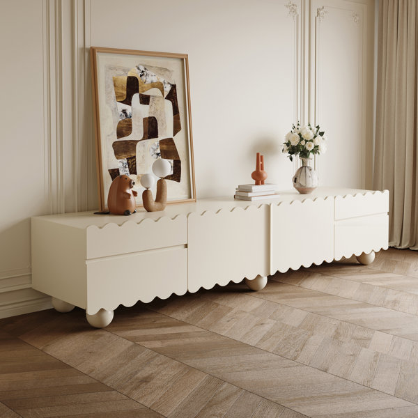 Hokku Designs Zhenja Luxurious Cream-Colored TV Stand with Storage ...