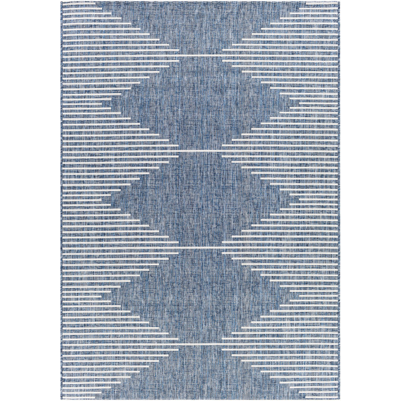 Ebern Designs Irielle Geometric Blue Indoor/Outdoor Area Rug & Reviews ...