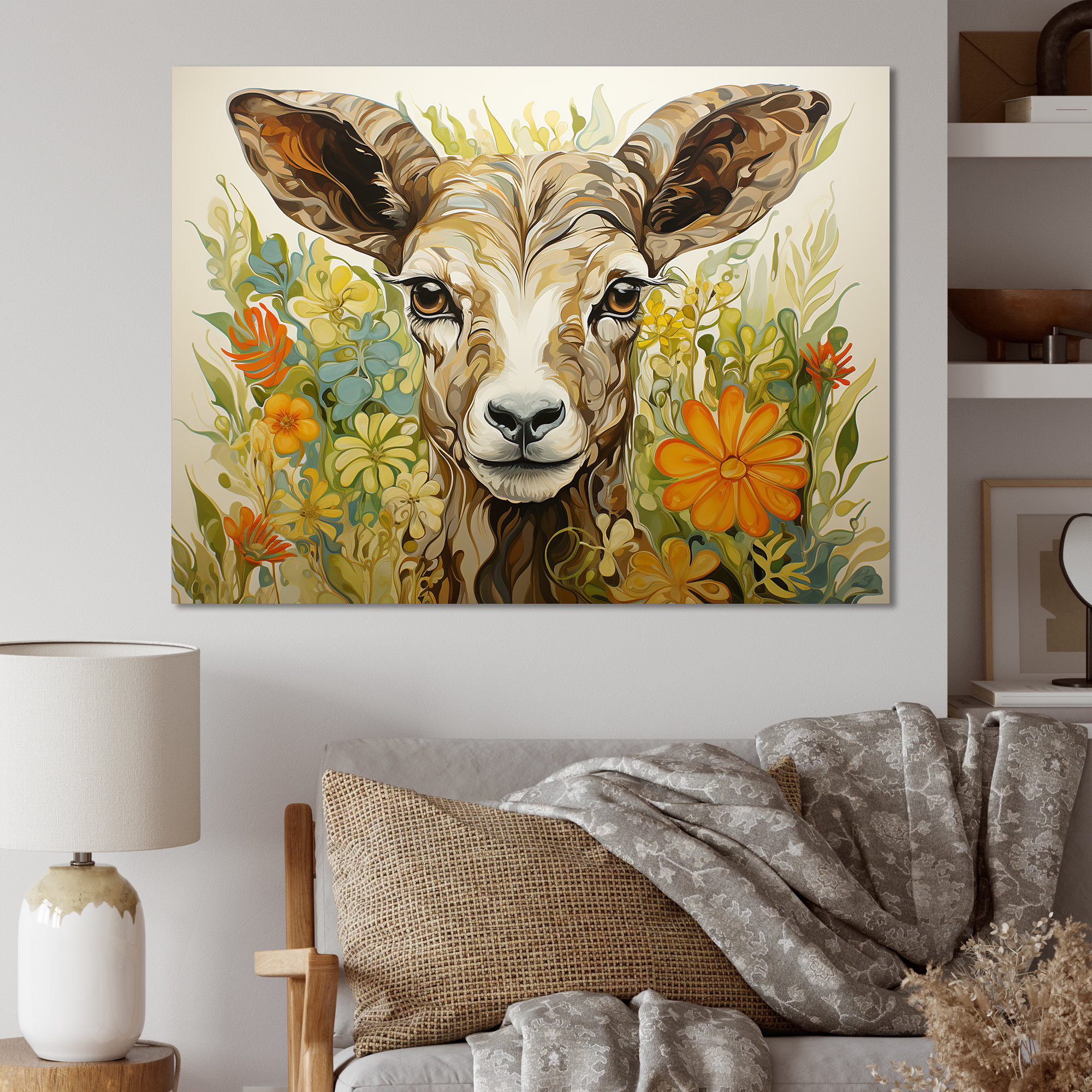 August Grove® Brown Goat Farm Meadow III - Goat Animal Wall Art | Wayfair