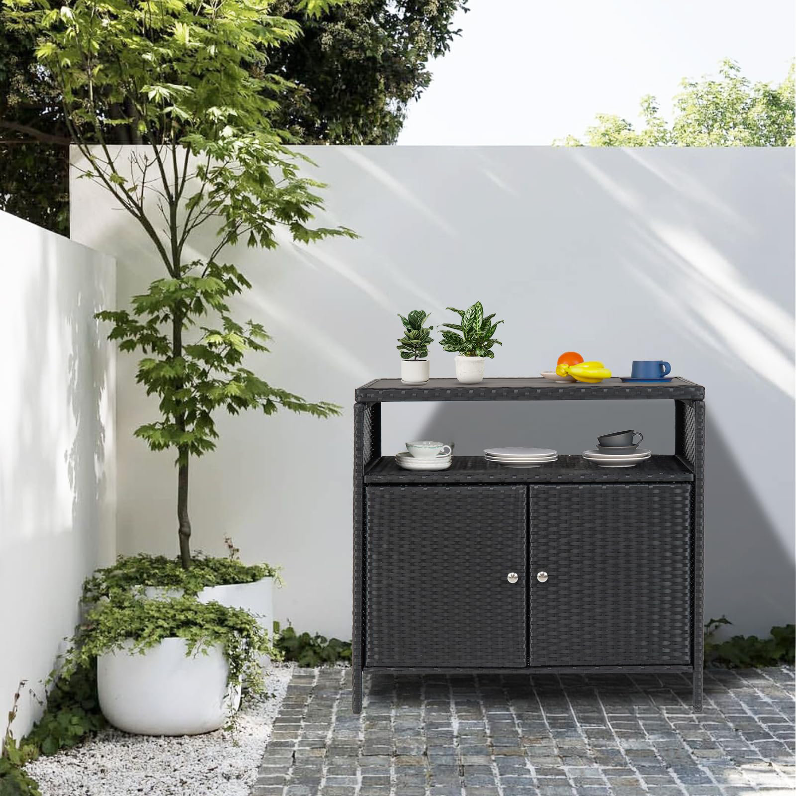 Yuan Home Patio Outdoor Wicker Storage Cabinet With Shelf - Wayfair Canada