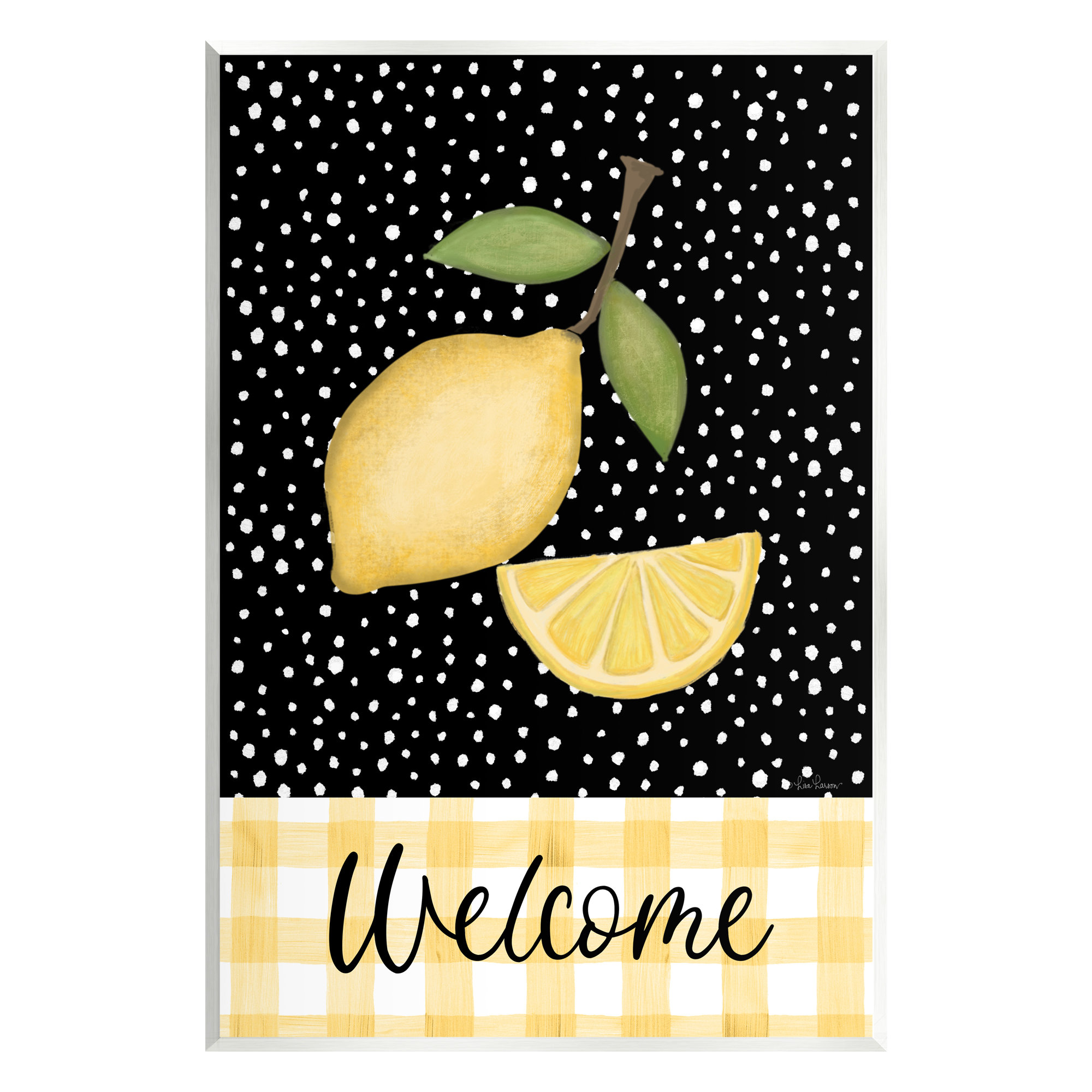Stupell Industries Country Welcome Sign Polka Dot Pattern Lemons Wall ...