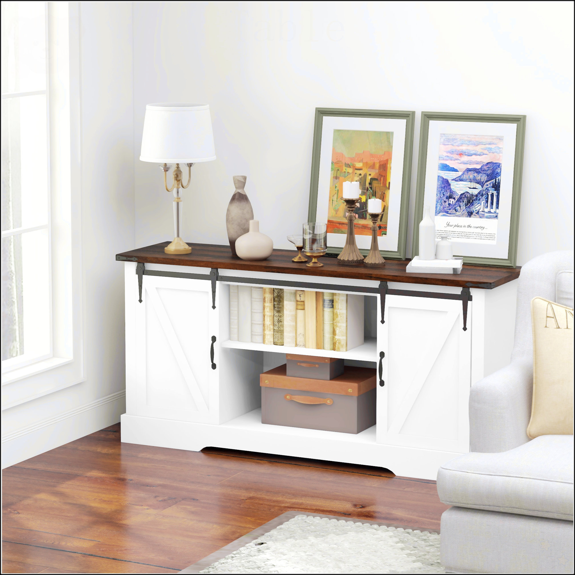 MaMa HOMCOM Sideboard Buffet Cabinet With Charging Station, 59 ...
