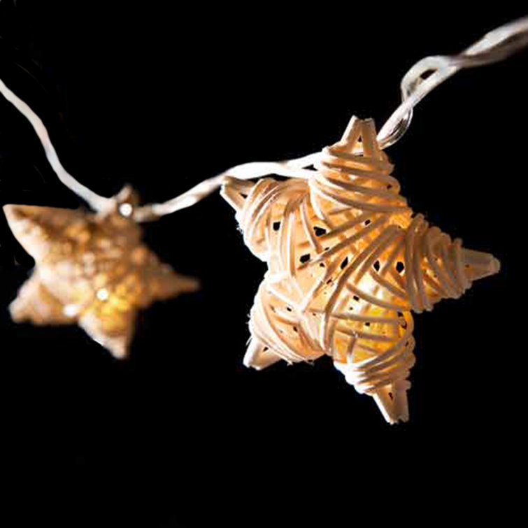 17 Stories Kimbra LED Handmade Wicker Stars String Light & Reviews ...
