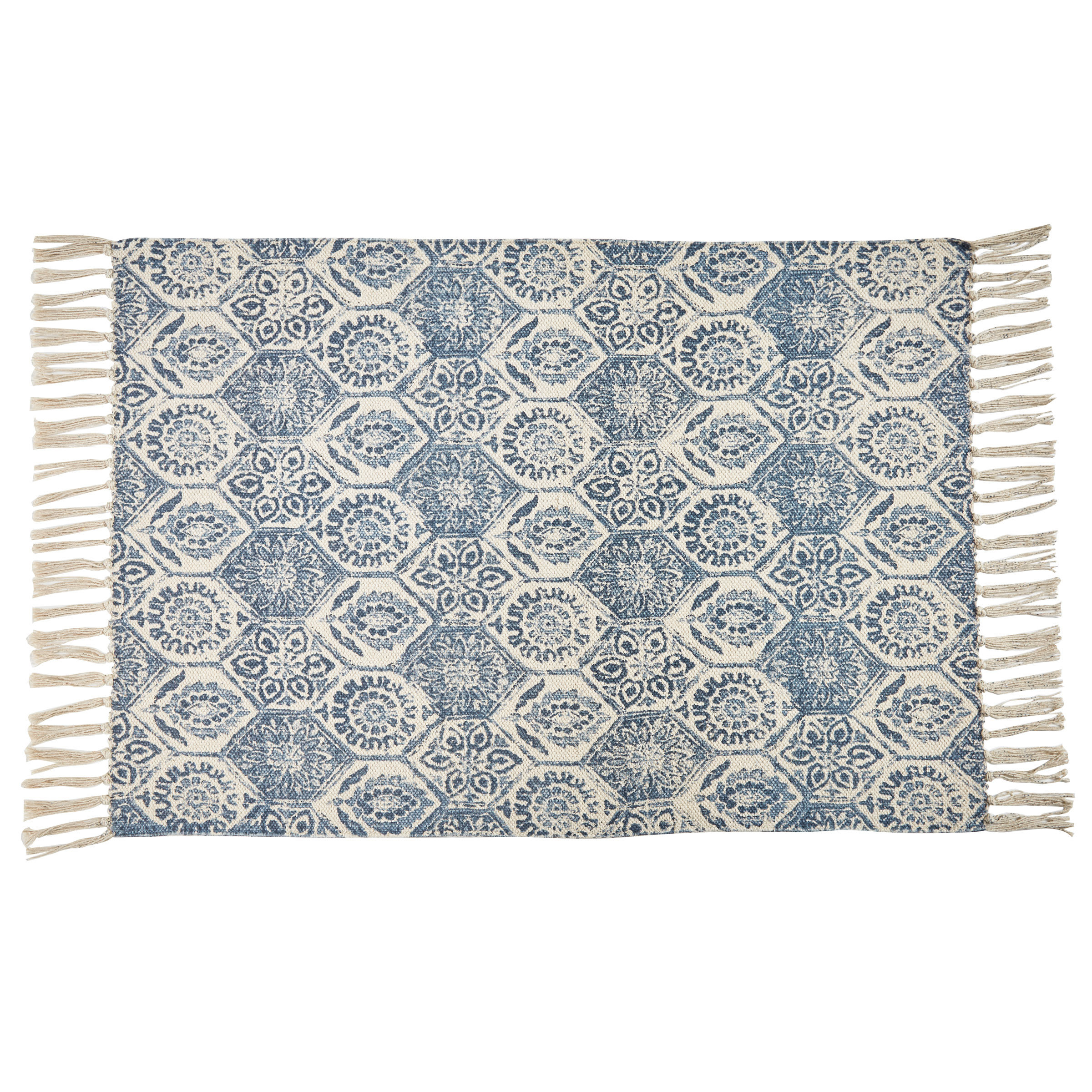 Bungalow Rose Mosaic Tile Printed Rug _ Blue | Wayfair