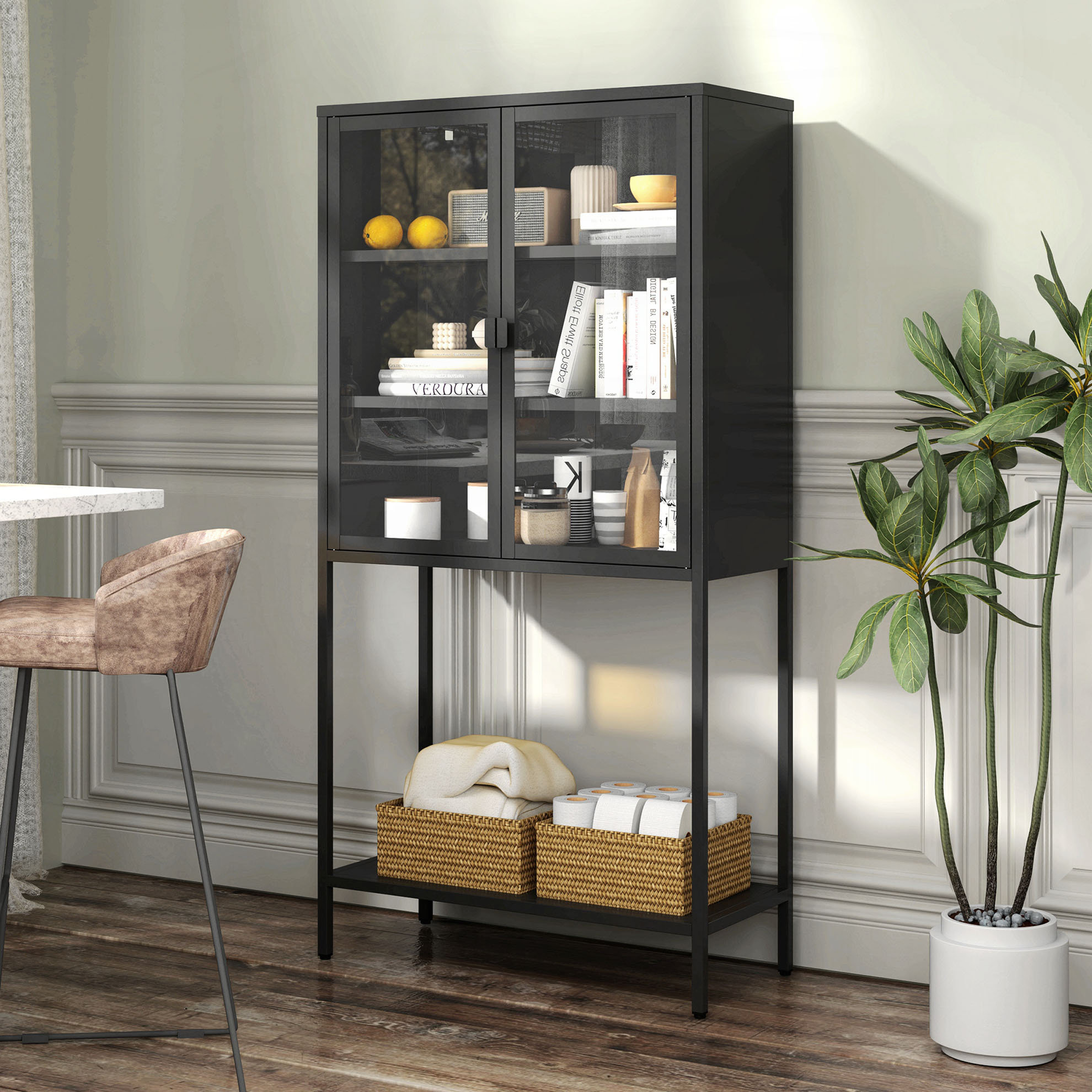 Latitude Run® 59"H Heavy Duty Metal Storage Bookcase, Display Storage ...