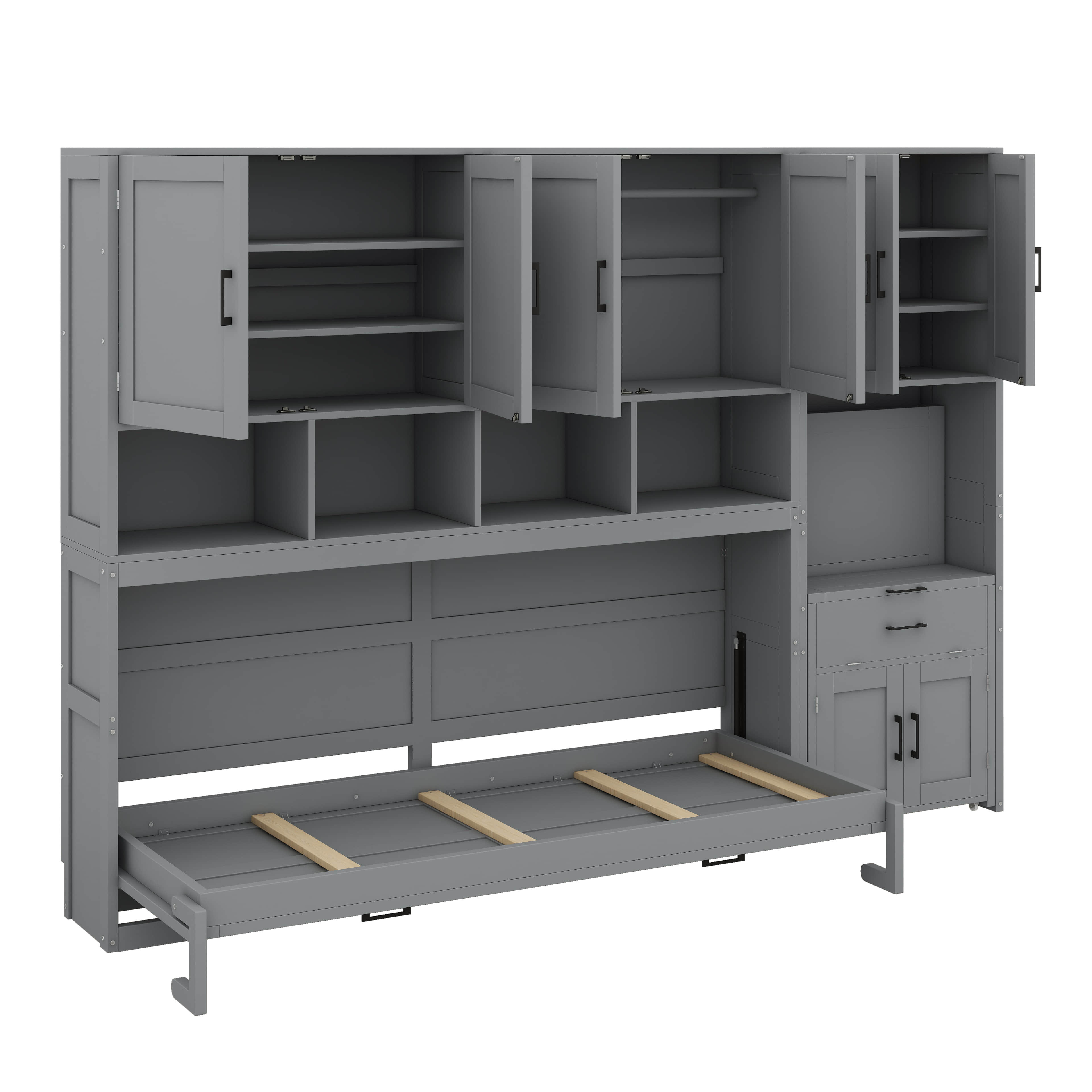 Red Barrel Studio Compact Twin-Size Murphy Bed With Built-In Closet ...