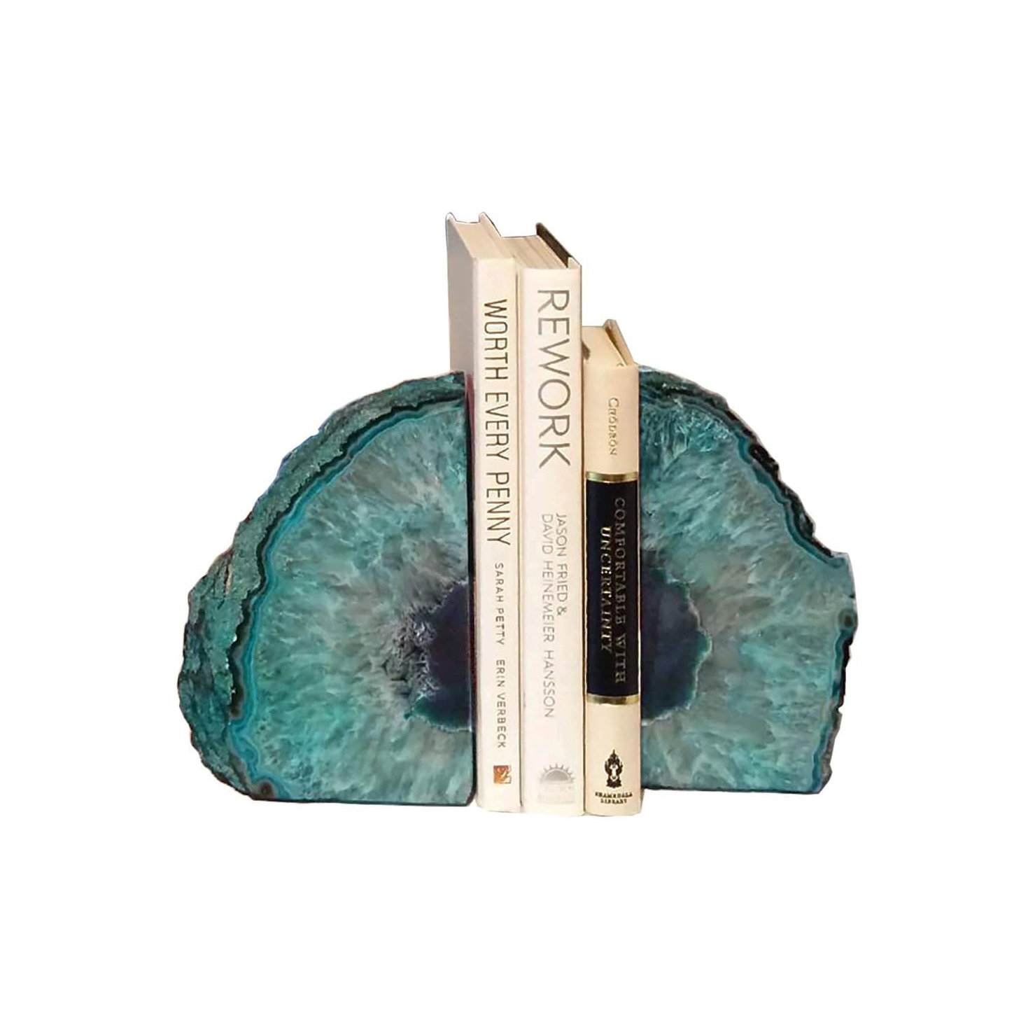 Dakota Fields Agate Bookends Heavy Duty Stone Book Ends Decorative ...