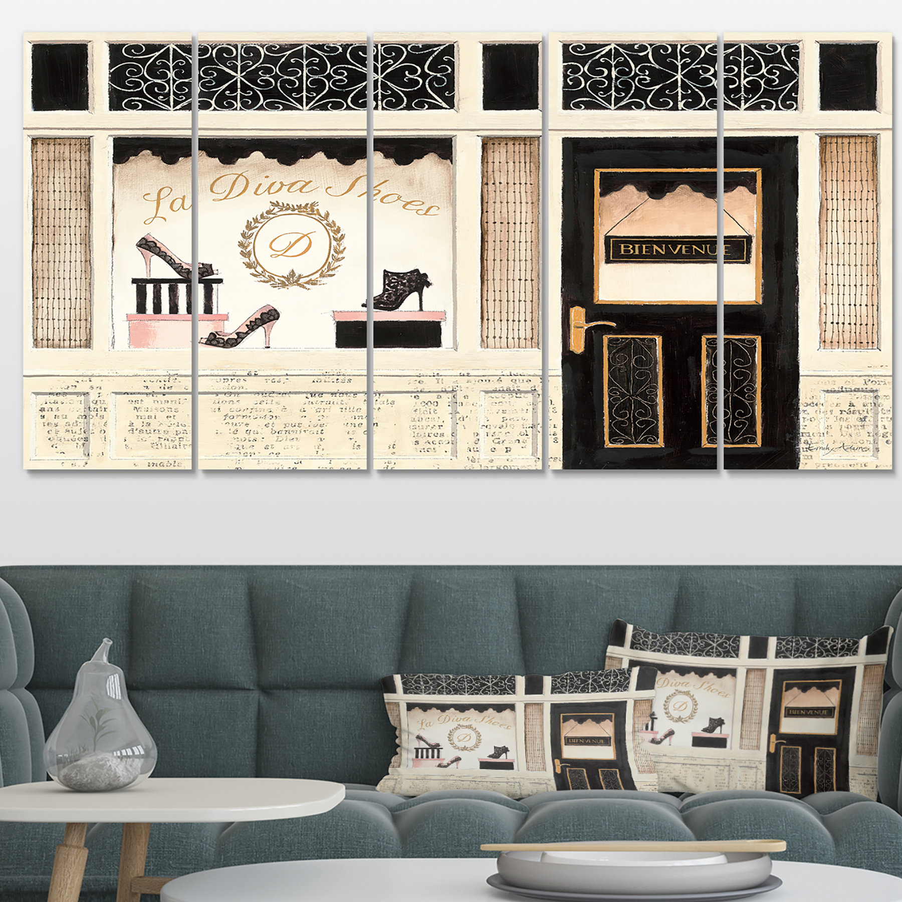 East Urban Home 'Paris Diva Shoes Painting' Graphic Art Multi-Piece ...