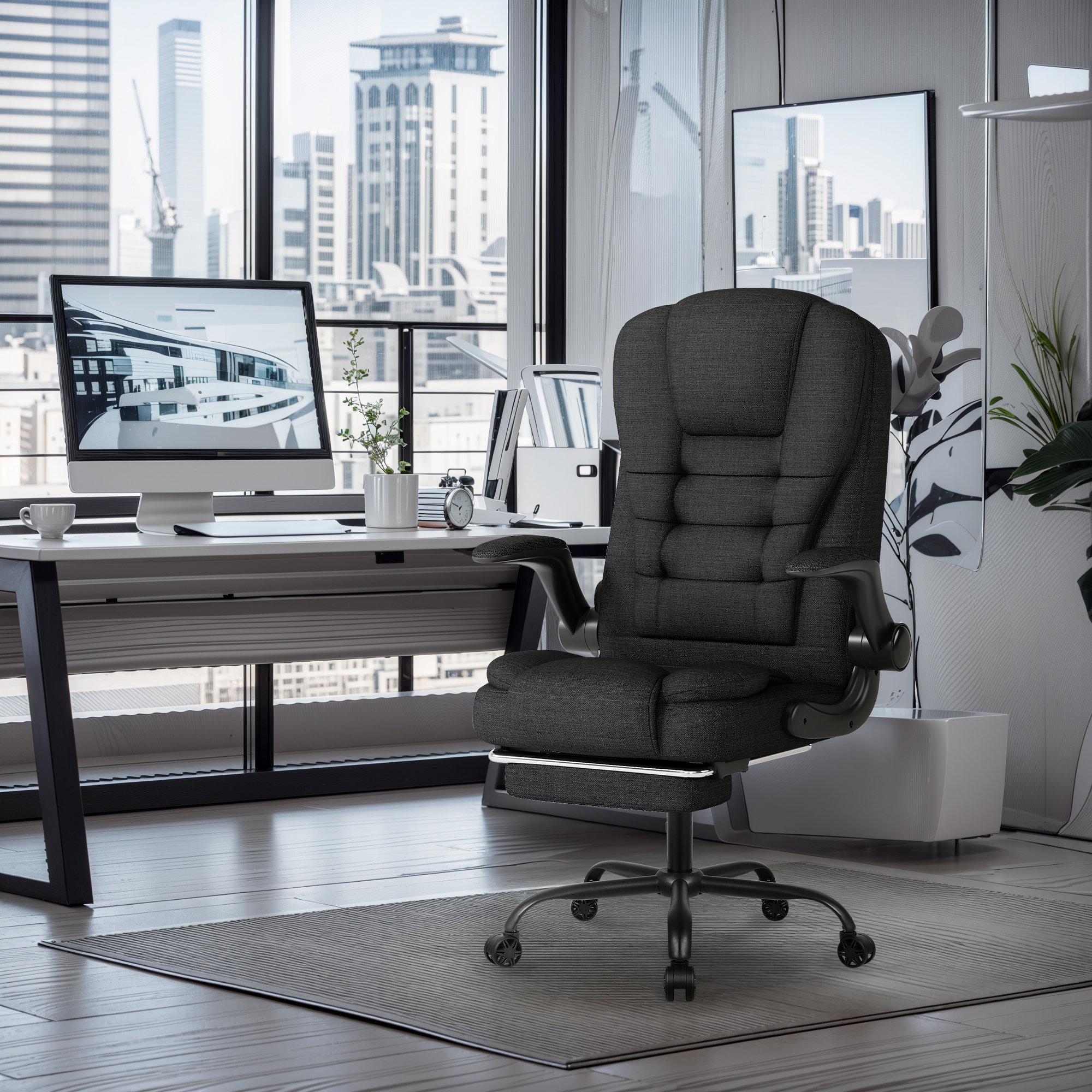 Inbox Zero Executive Fabric Computer Chair,High Back Office Chair | Wayfair