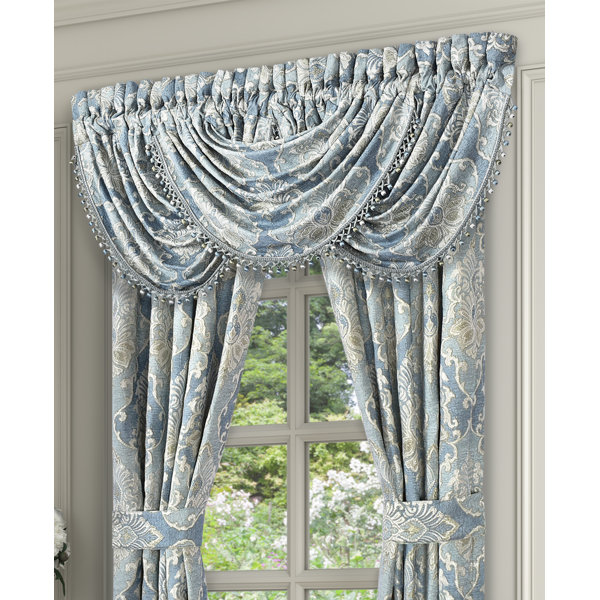 Five Queens Court CESAR Floral Swag 49'' W Window Valance Blue ...