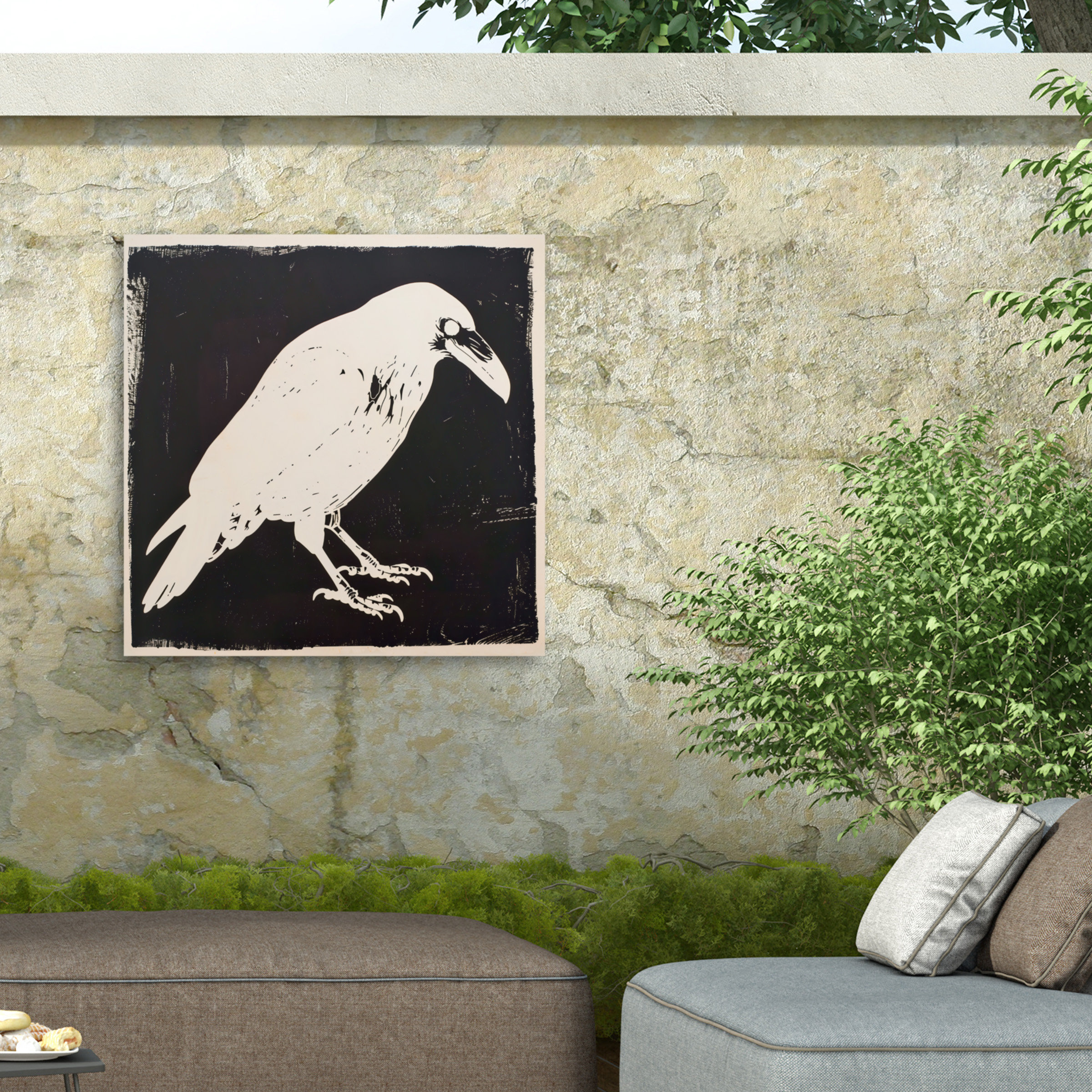 Ebern Designs Andreas Magnusson Black Crow Inverted Outdoor Canvas ...