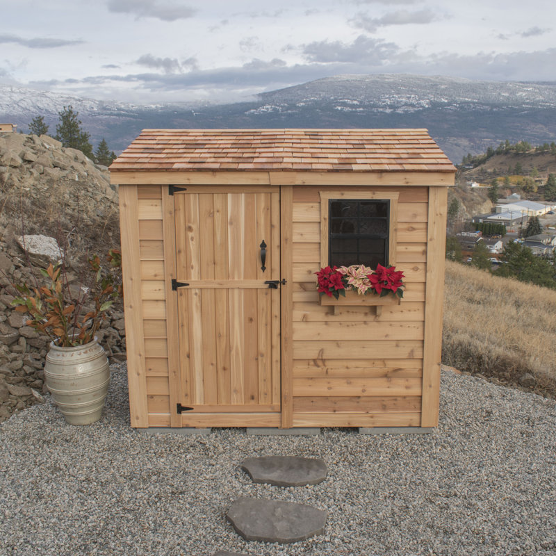 Outdoor Living Today 8 ft. W x 4 ft. D Single Door Cedar Wood Storage ...