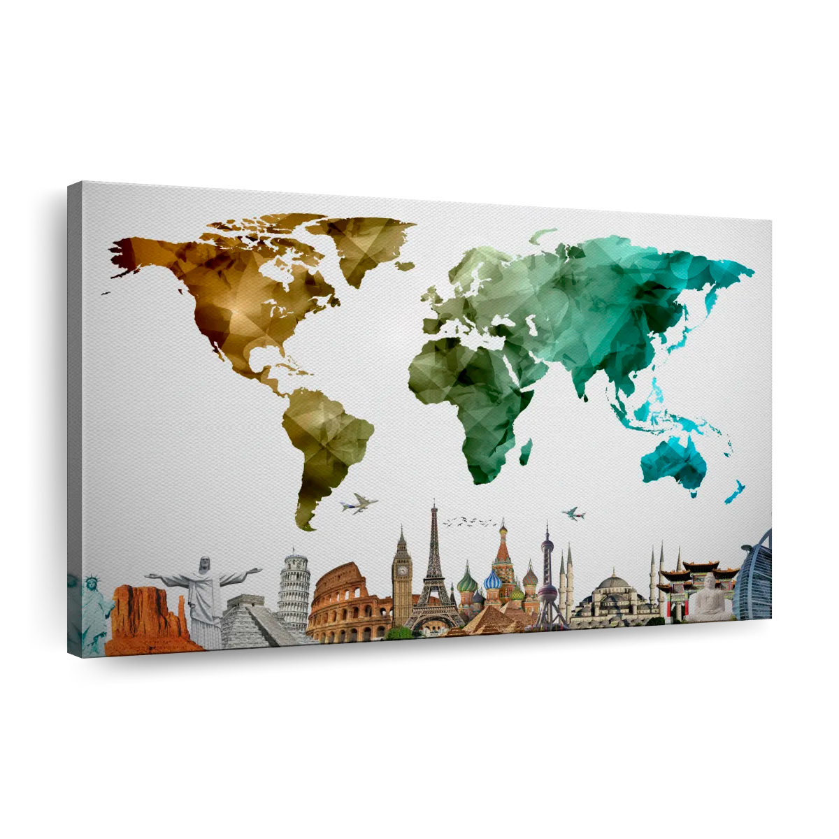 Elephant Stock Abstract World Map - Wrapped Canvas Print | Wayfair