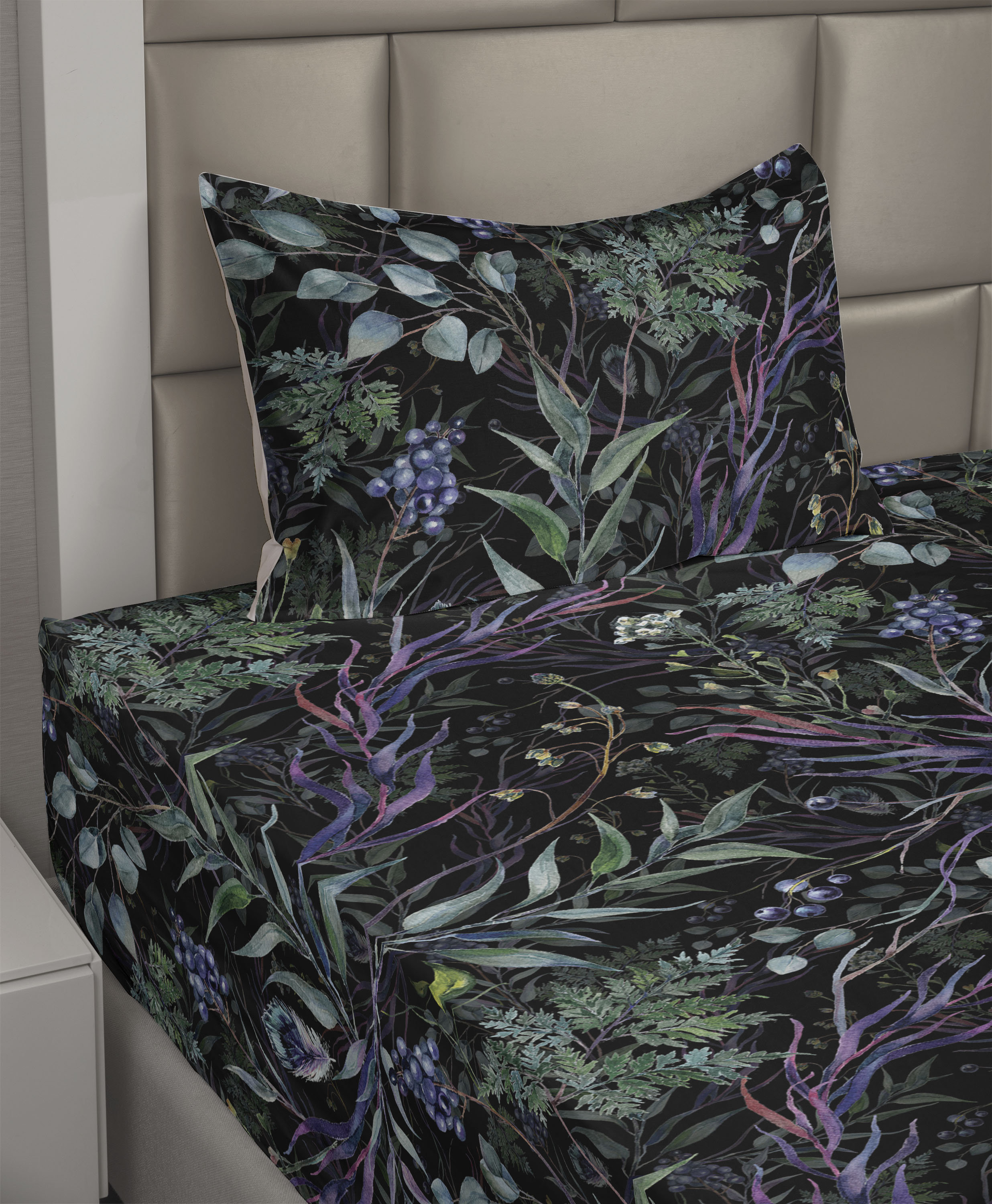Ambesonne Watercolor Forest Sheet Set Leaves of Jungle Lavender and ...
