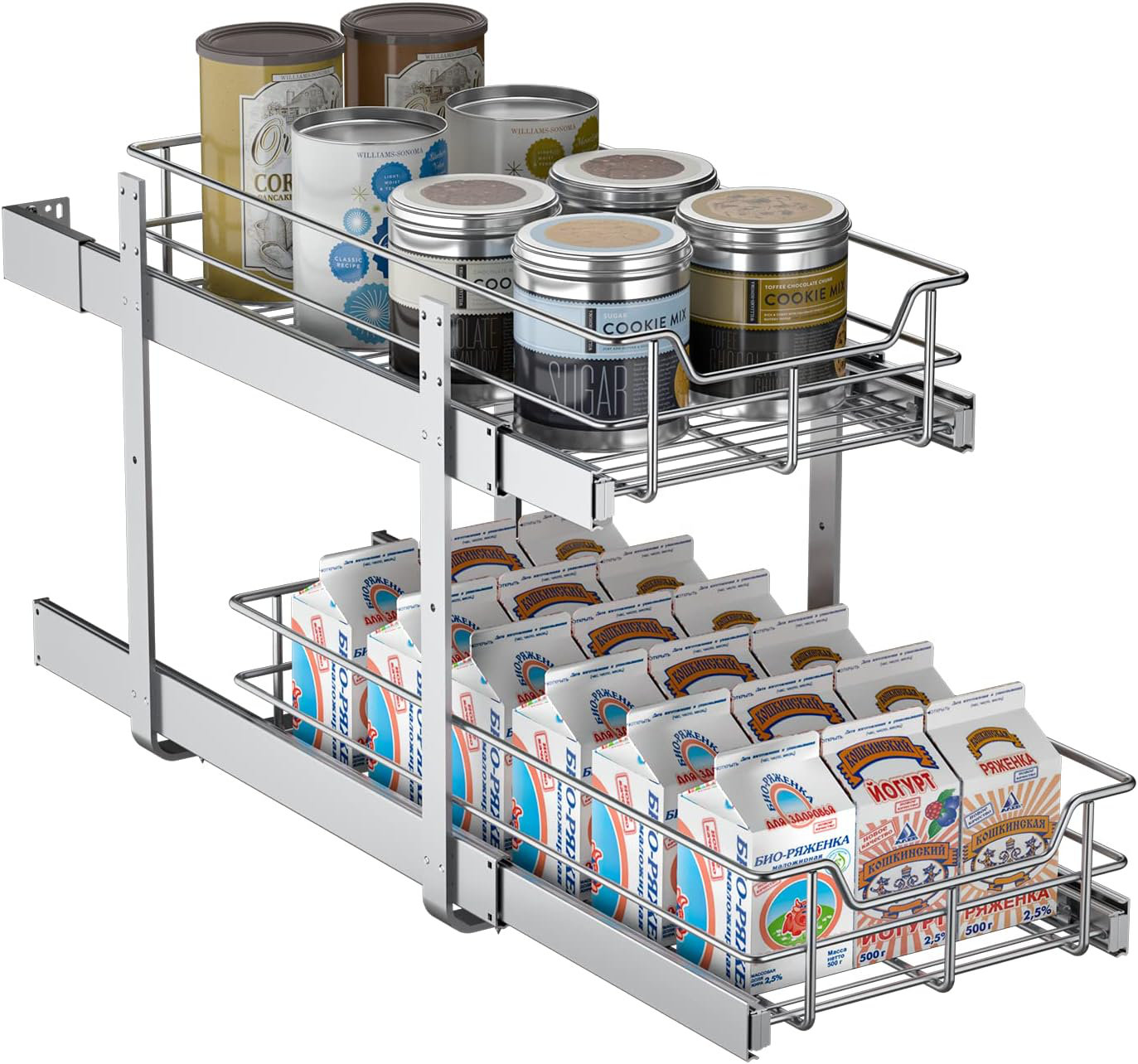 Prep & Savour Pull Out Spice Rack, Pull Out Cabinet Organizer, 2 Tier ...