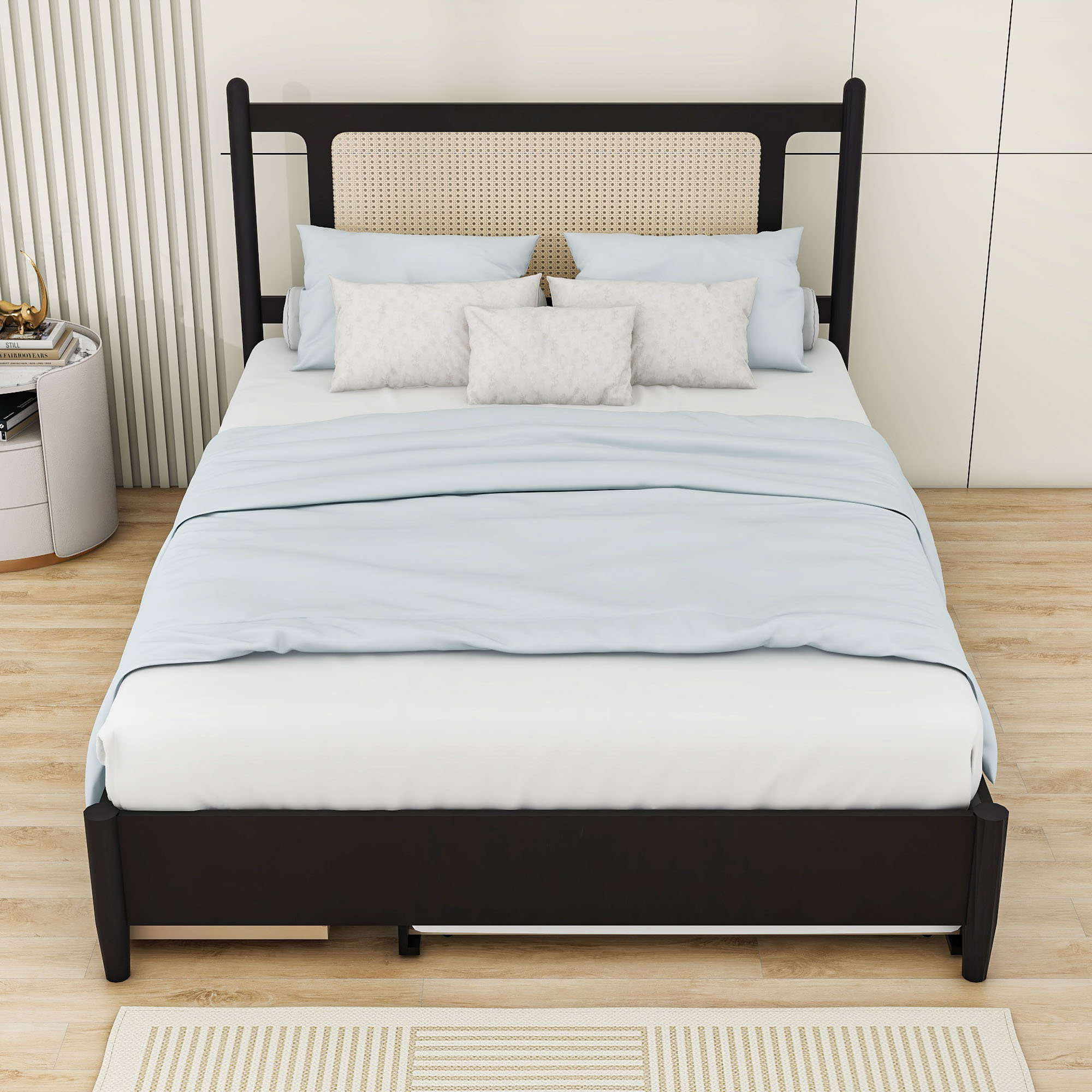 Ivy Bronx Lit plateforme grand avec 2 tiroirs et lit gigogne simple ...