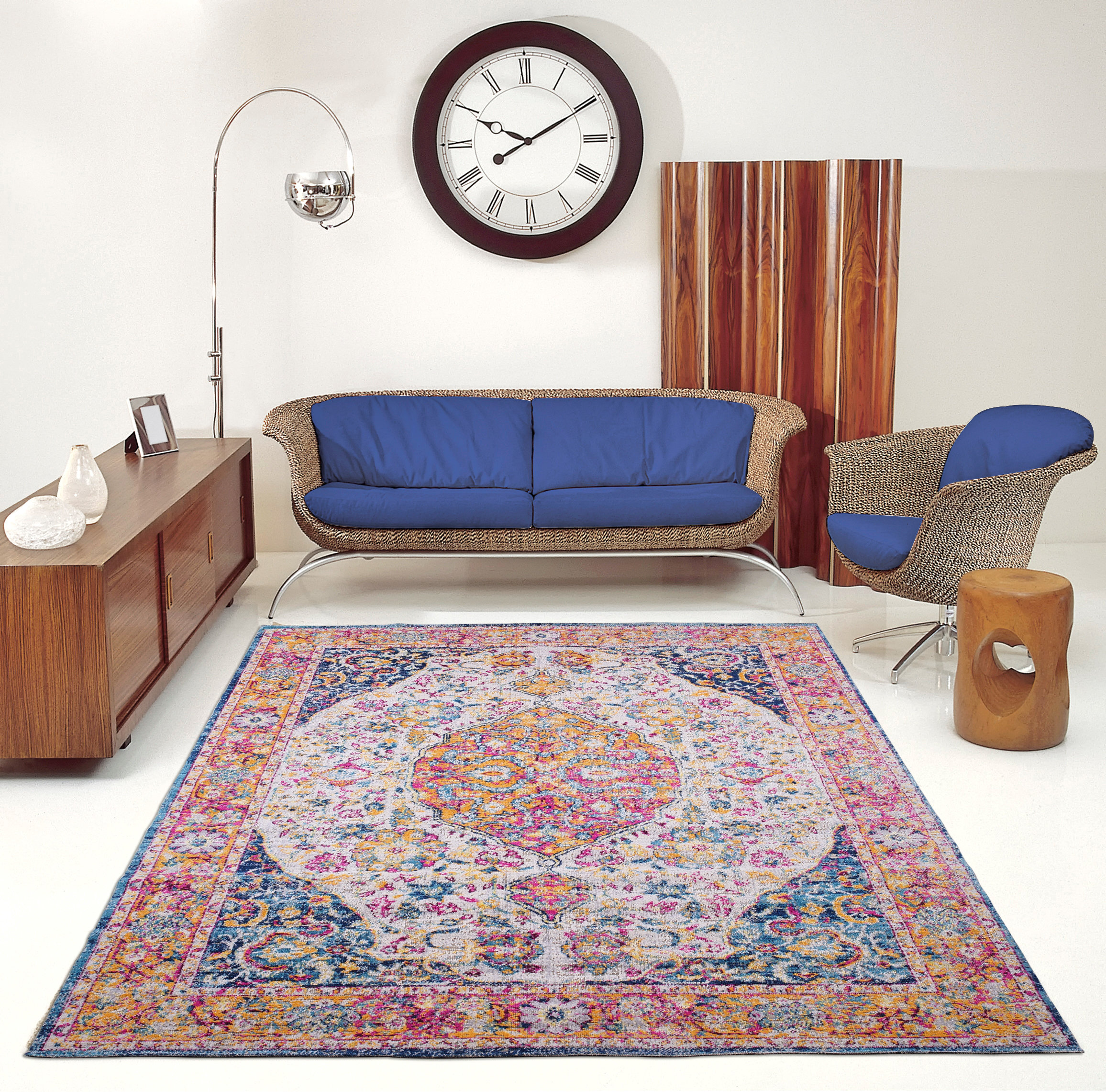 Bungalow Rose Harrold Oriental Pink/Blue Area Rug & Reviews | Wayfair
