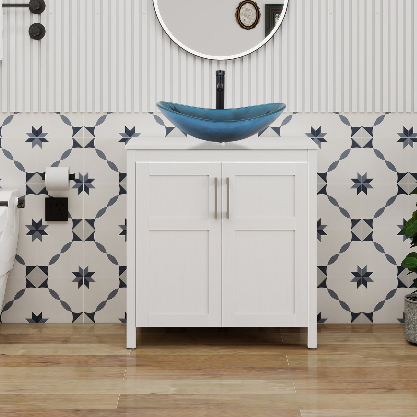 Ebern Designs 30" Free-Standing Modern Single Bathroom Vanity With Sink ...