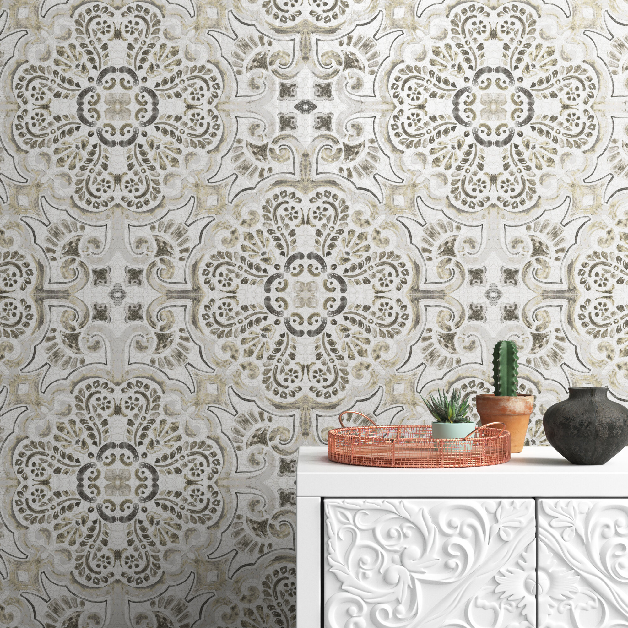 Mistana™ Adilynn Florentine Tile 18' L x 20.5" W Peel and Stick ...