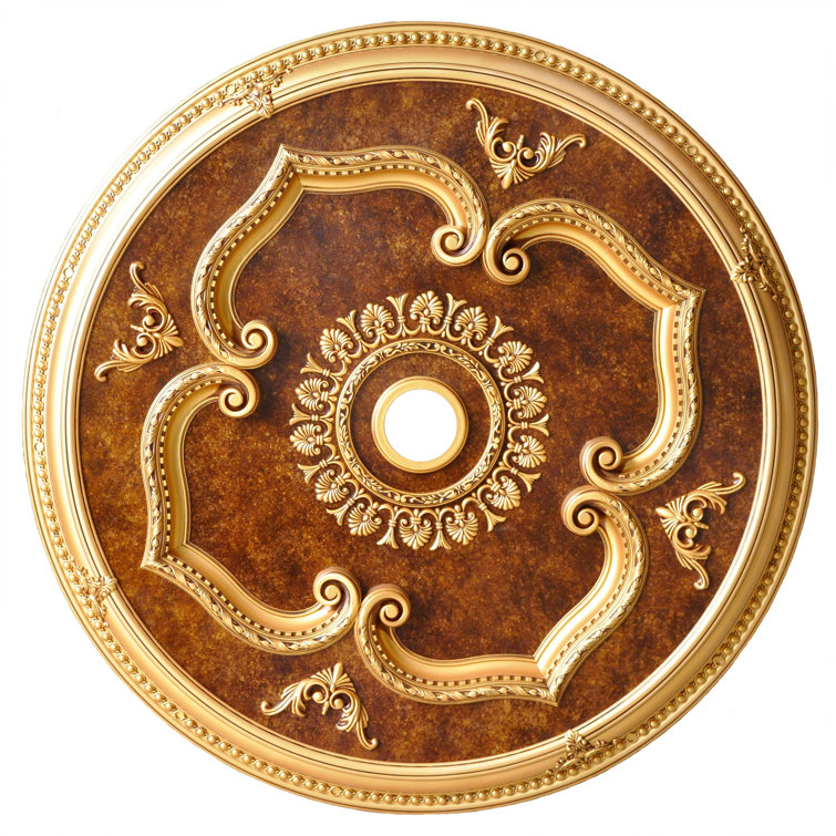 Artistry Lighting Round Brown Marble CenterCeiling Medallion | Wayfair