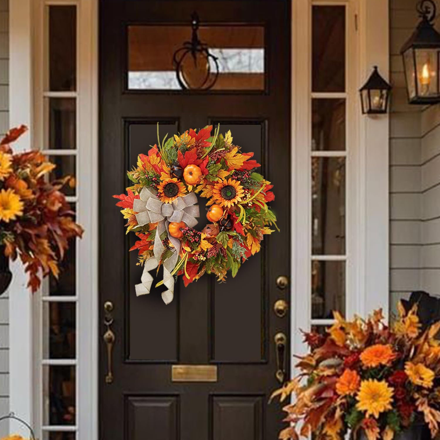 One Allium Way® 24 Inch Fall Wreaths for Front Door Outside | Wayfair