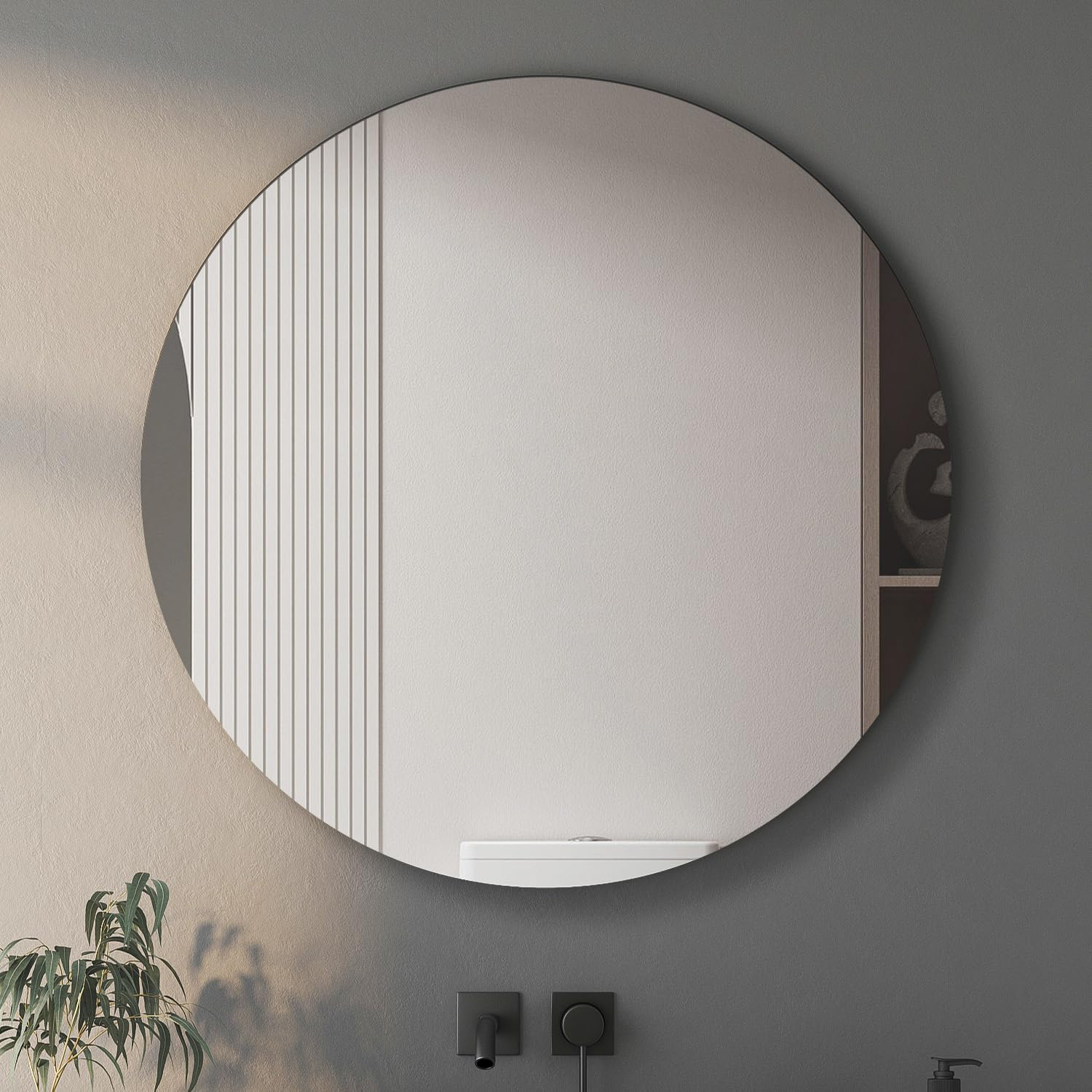 Latitude Run® Round Bathroom Medicine Cabinet - Frameless Surface ...