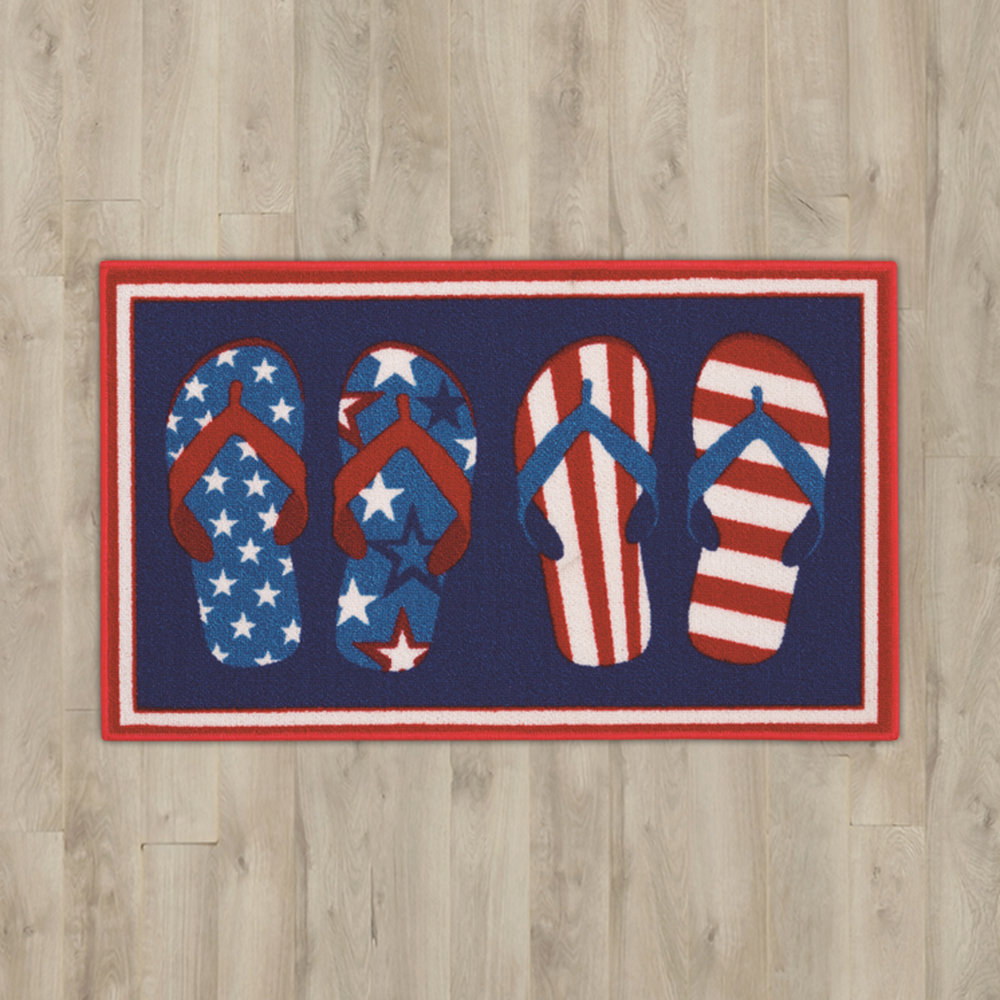 Charlton Home® Amberwood "Flip Flops" Hand-Tufted Navy Area Rug | Wayfair