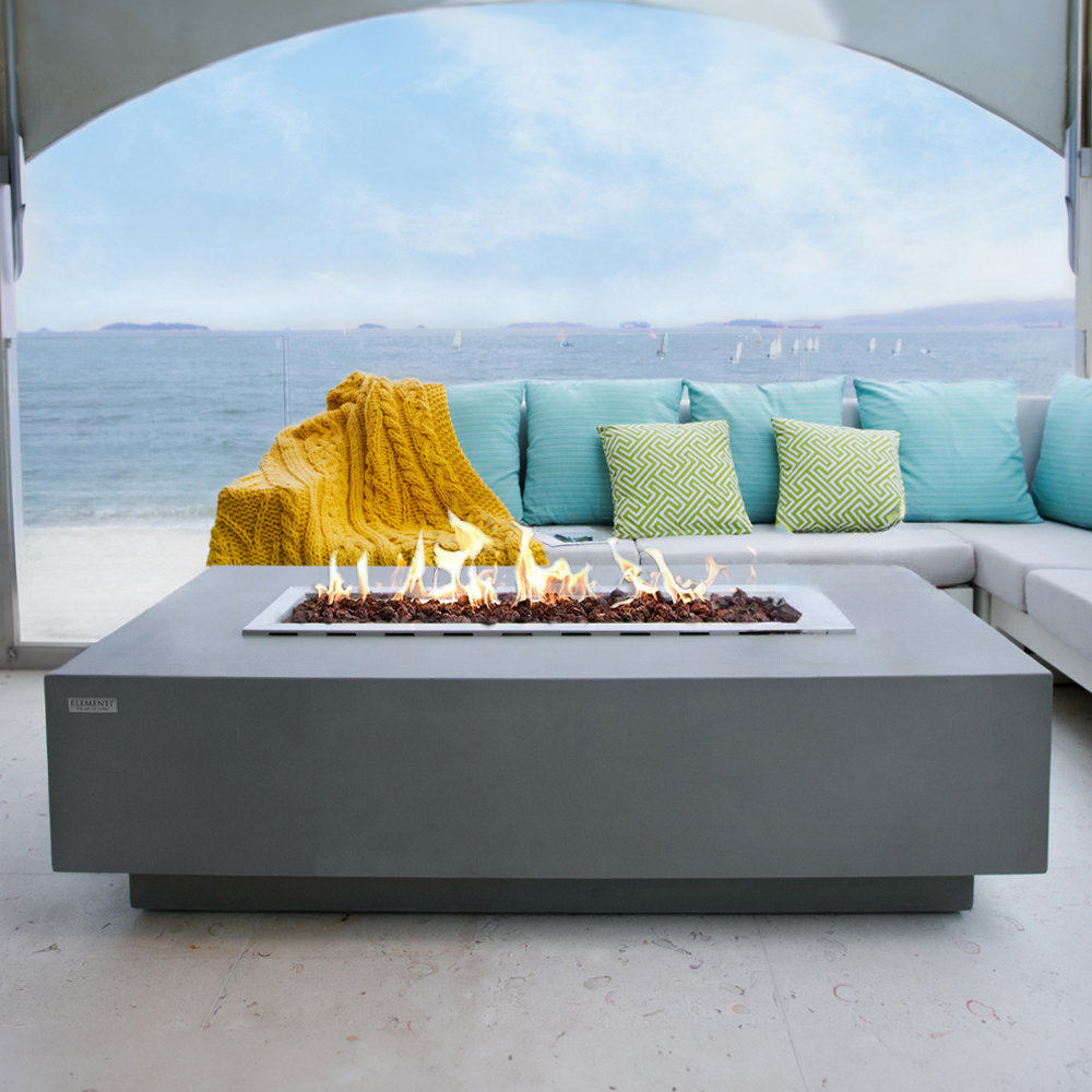 Elementi Fire Pit Granville Rectangular Concrete Fire Table with Lava ...