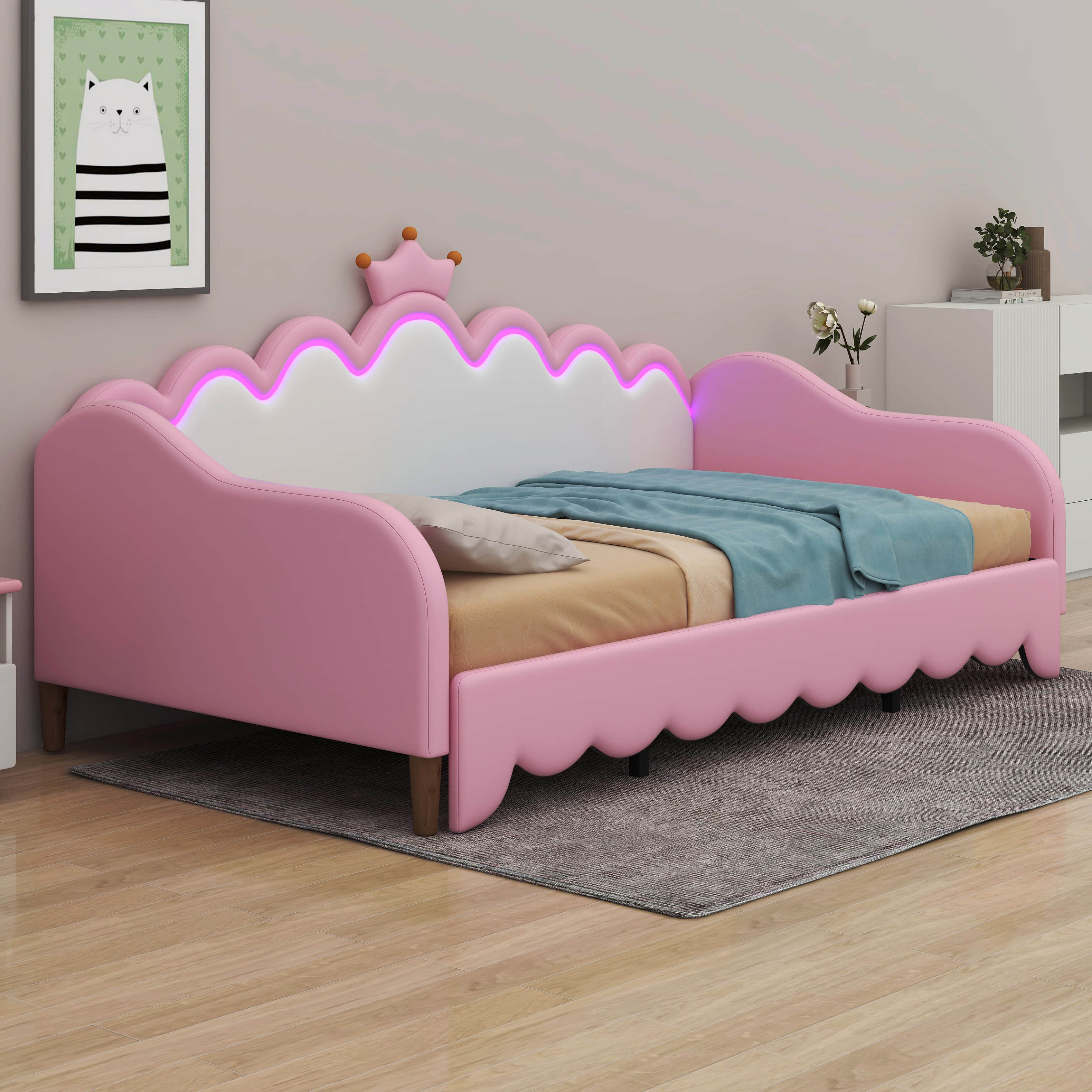 Gemma Violet Conti Twin Modern Upholstered Princess Extending Daybed ...