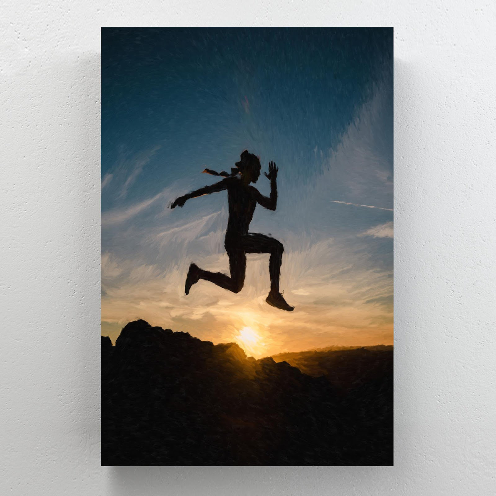 Latitude Run® A Girl Jumping Before The Sun - 1 Piece Rectangle Graphic ...
