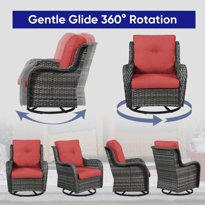 Red Barrel Studio® Schutt 3 Piece Patio Set Outdoor Wicker Glider ...