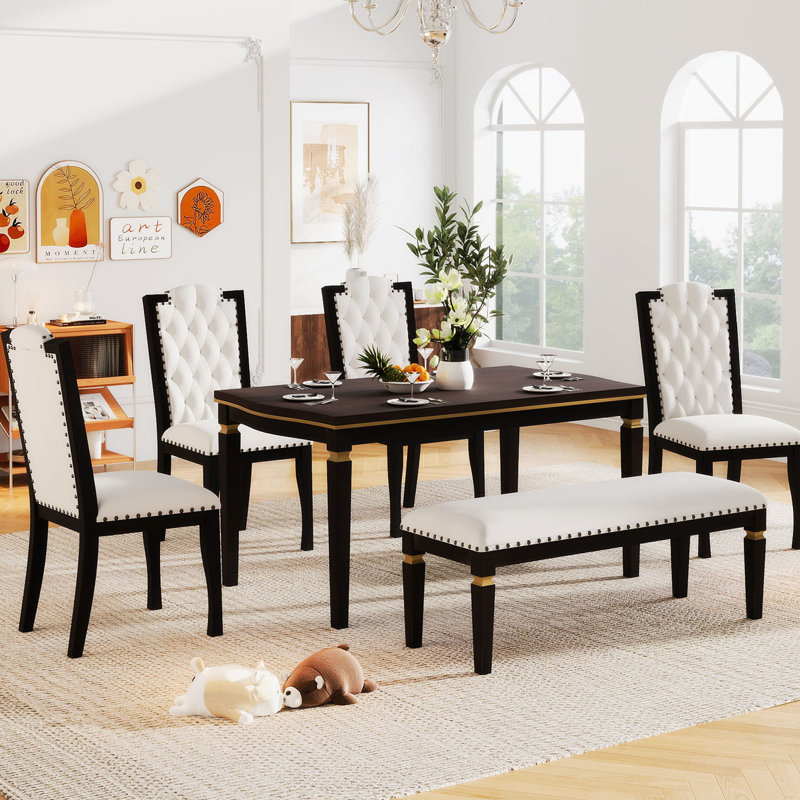 Alcott Hill® Dining Set with Bench Dining Table with Bench Farmhouse ...