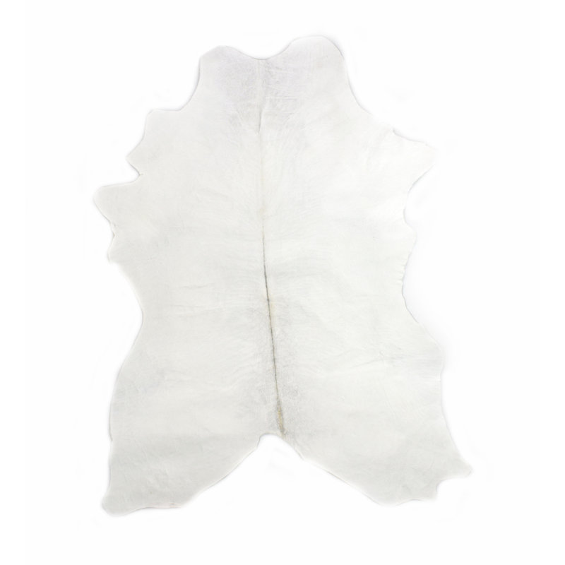 Gracie Oaks Pinal Handmade 3' 3" X 3' 3" Cowhide White Area Ru ...