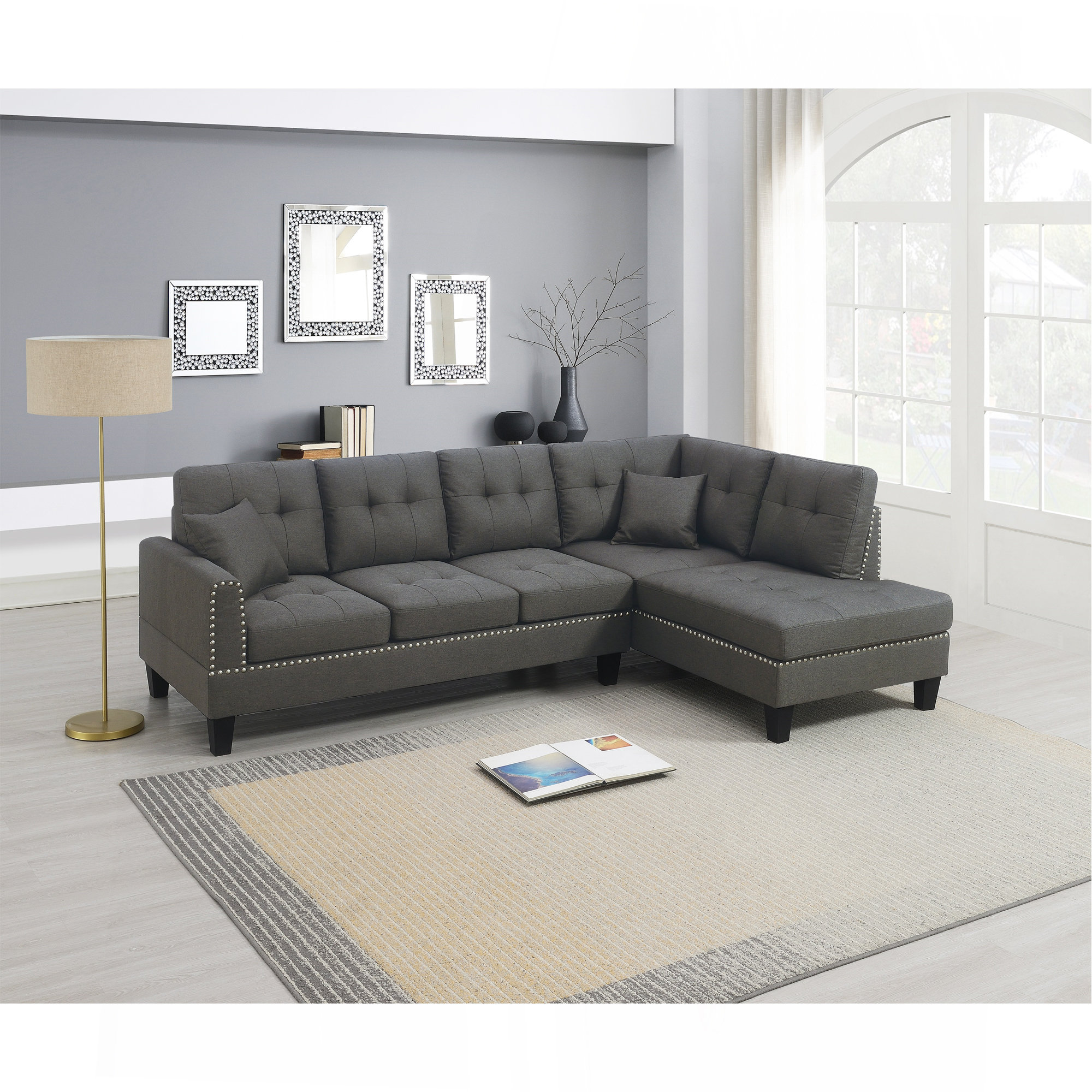 Mercer41 Living Room Furniture 2-PCS Sectional Sofa Set LAF Sofa And ...