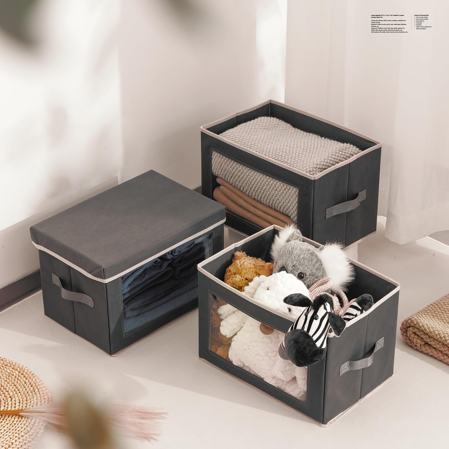 Rebrilliant Storage Bins With Lids - Fabric Storage Boxes With Lids ...