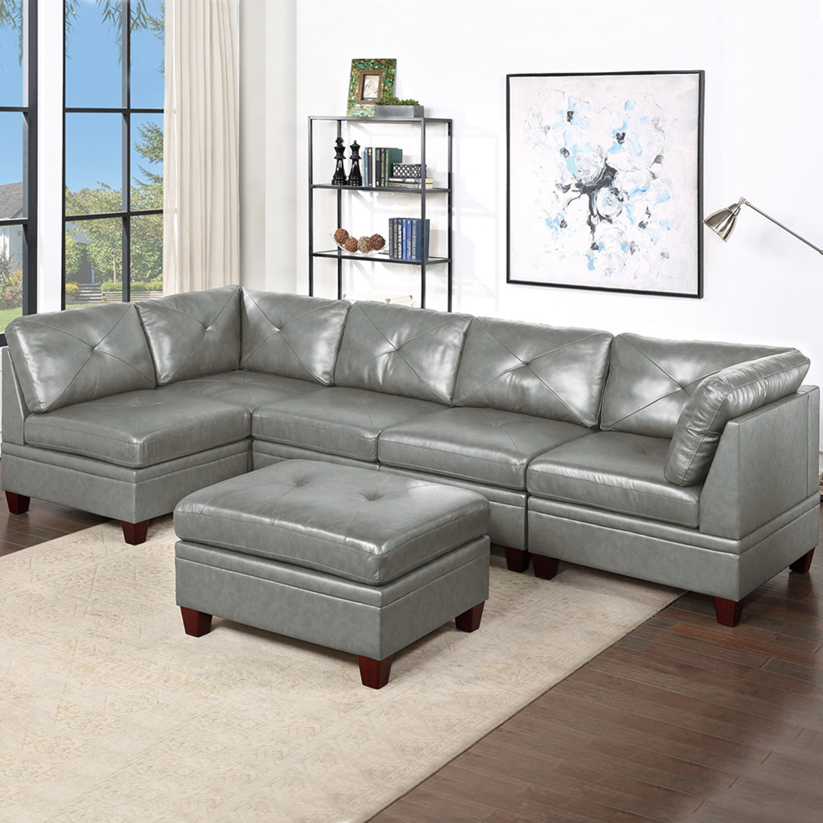 Hokku Designs Khalam 6 - Piece Leather Sectional | Wayfair
