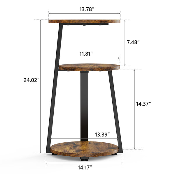 17 Stories Vernestine Round End Table Side Table with 3-Tier Shelves ...