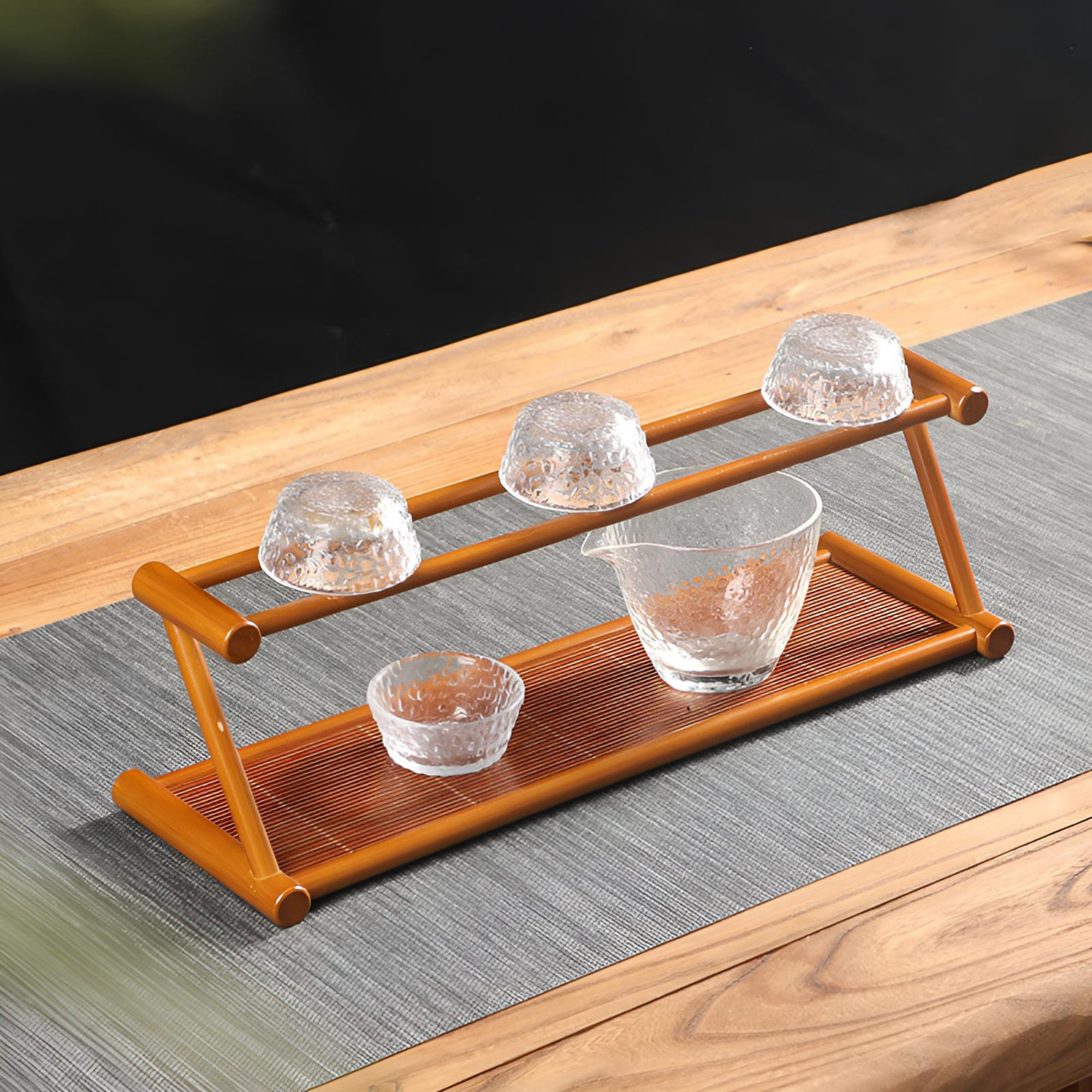 Dakota Fields Handmade Bamboo Drip Cup Holder | Retro Tea Set Storage ...