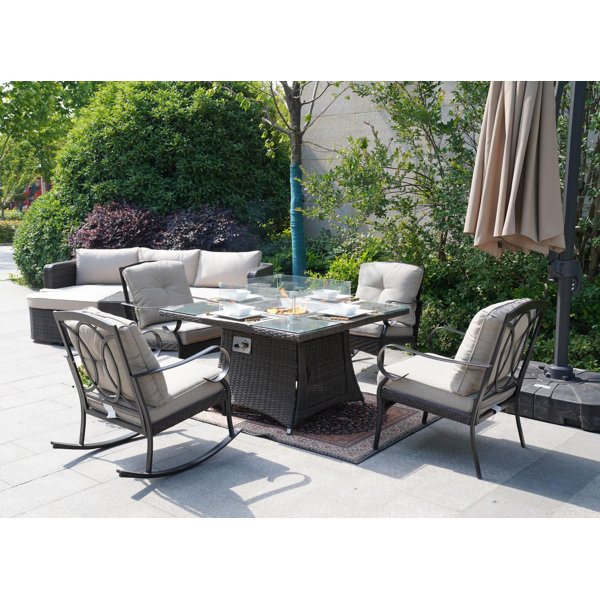 Wade Logan® Anazco 9 Person Complete Patio Set with Cushions & Reviews ...
