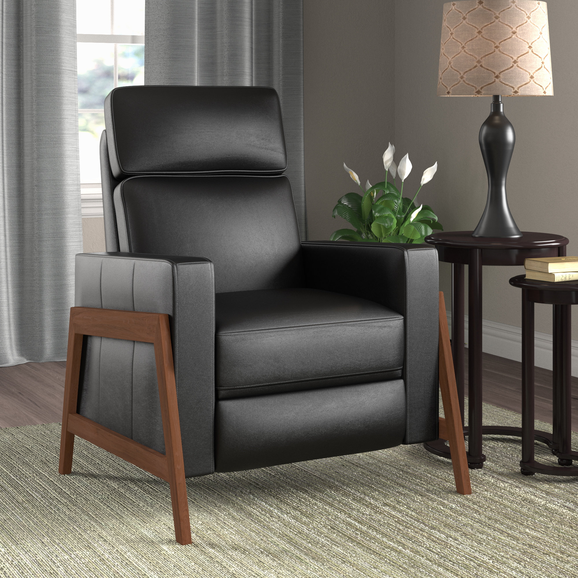 George Oliver Fauteuil inclinable manuel en cuir véritable de 37 po de ...