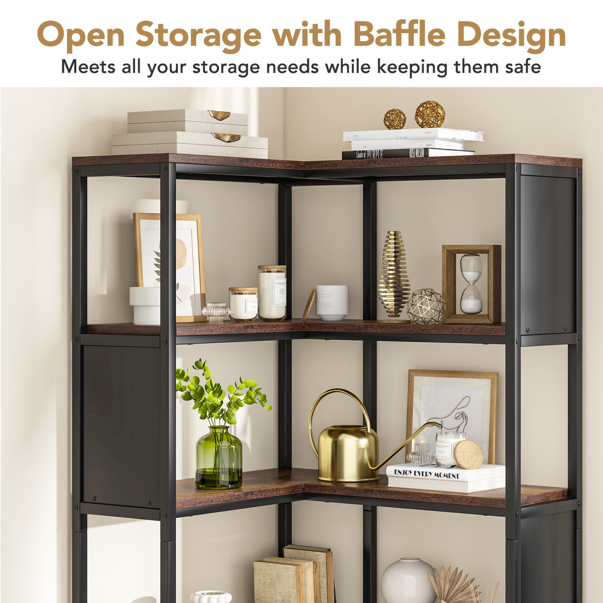 17 Stories Aidrian 66.9" H x 31.5" W Steel Corner Bookcase & Reviews ...